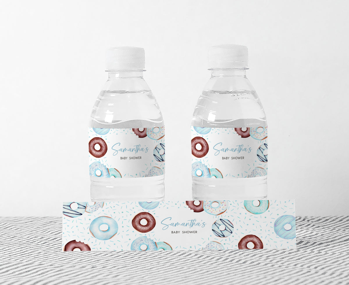 Editable Donuts and Diapers Baby Shower Bottle Label – Cuddle Palette