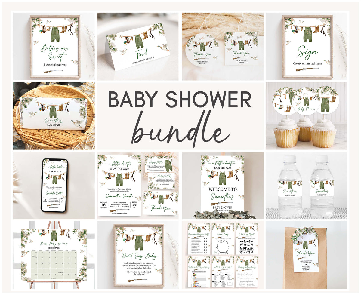Editable Little Hunter Baby Shower Bundle – Cuddle Palette