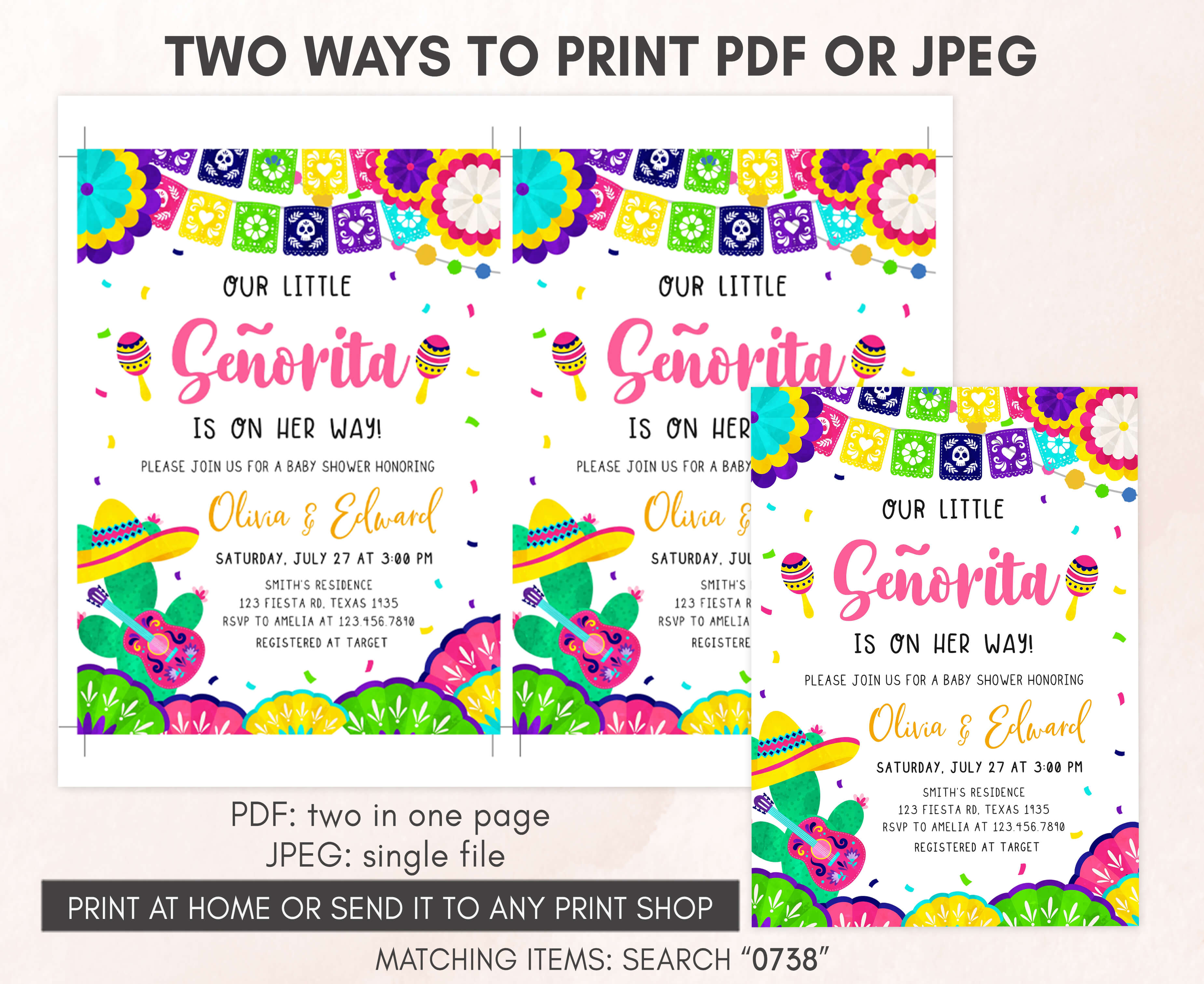 Editable Little Señorita Baby Shower Invitation – Cuddle Palette