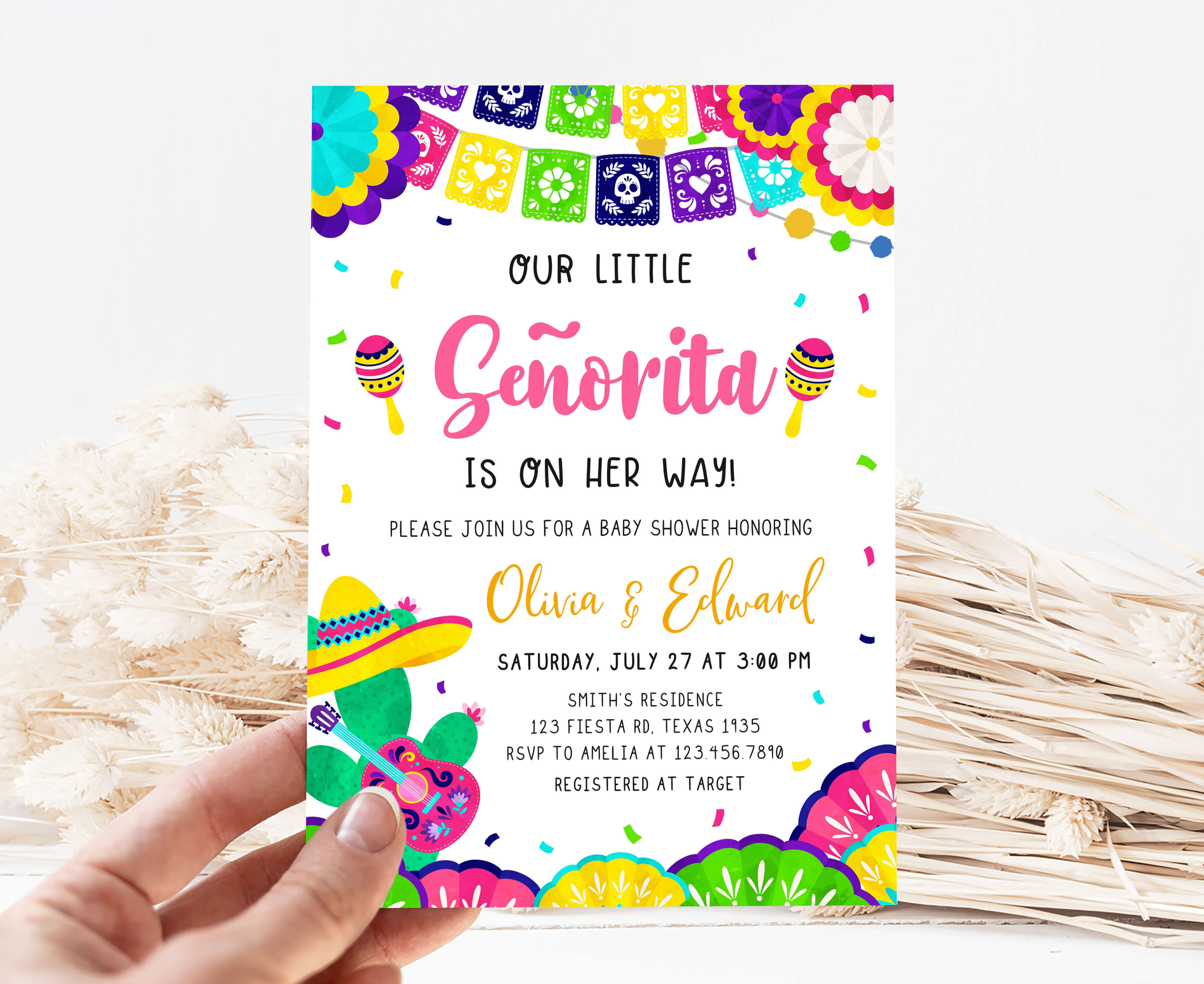 Editable Little Señorita Baby Shower Invitation – Cuddle Palette