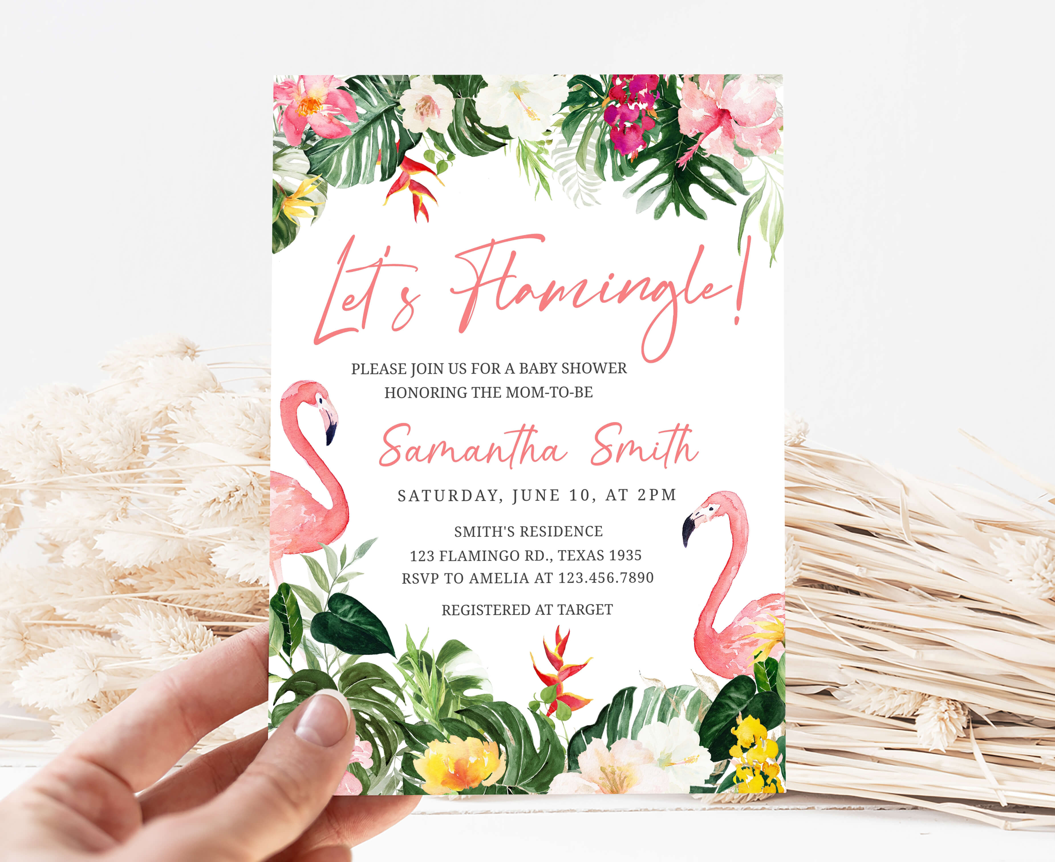 Editable Let’s Flamingle Baby Shower Invitation – Cuddle Palette
