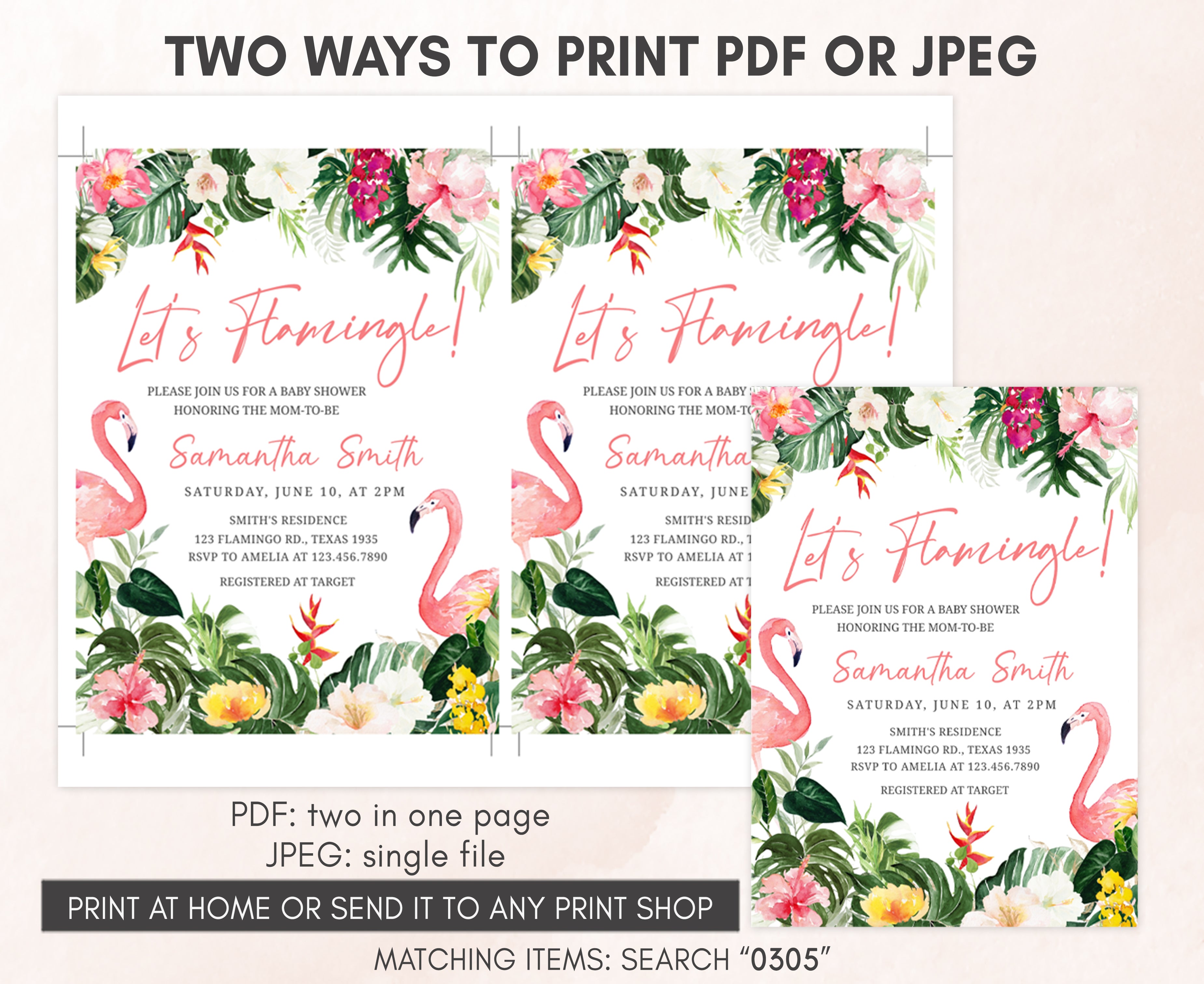 Editable Let’s Flamingle Baby Shower Invitation – Cuddle Palette