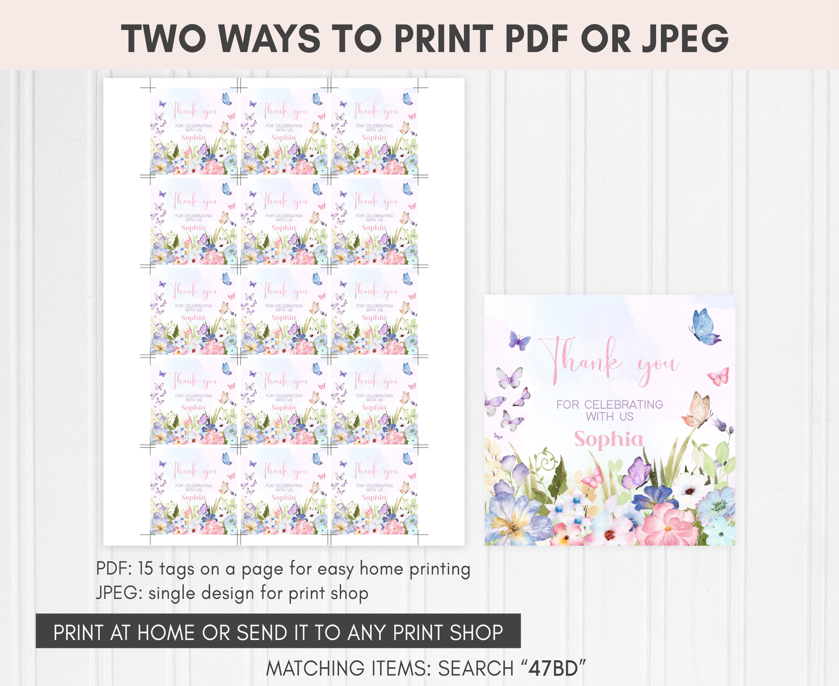 Editable Little Butterfly Birthday Party Favor Tag – Cuddle Palette