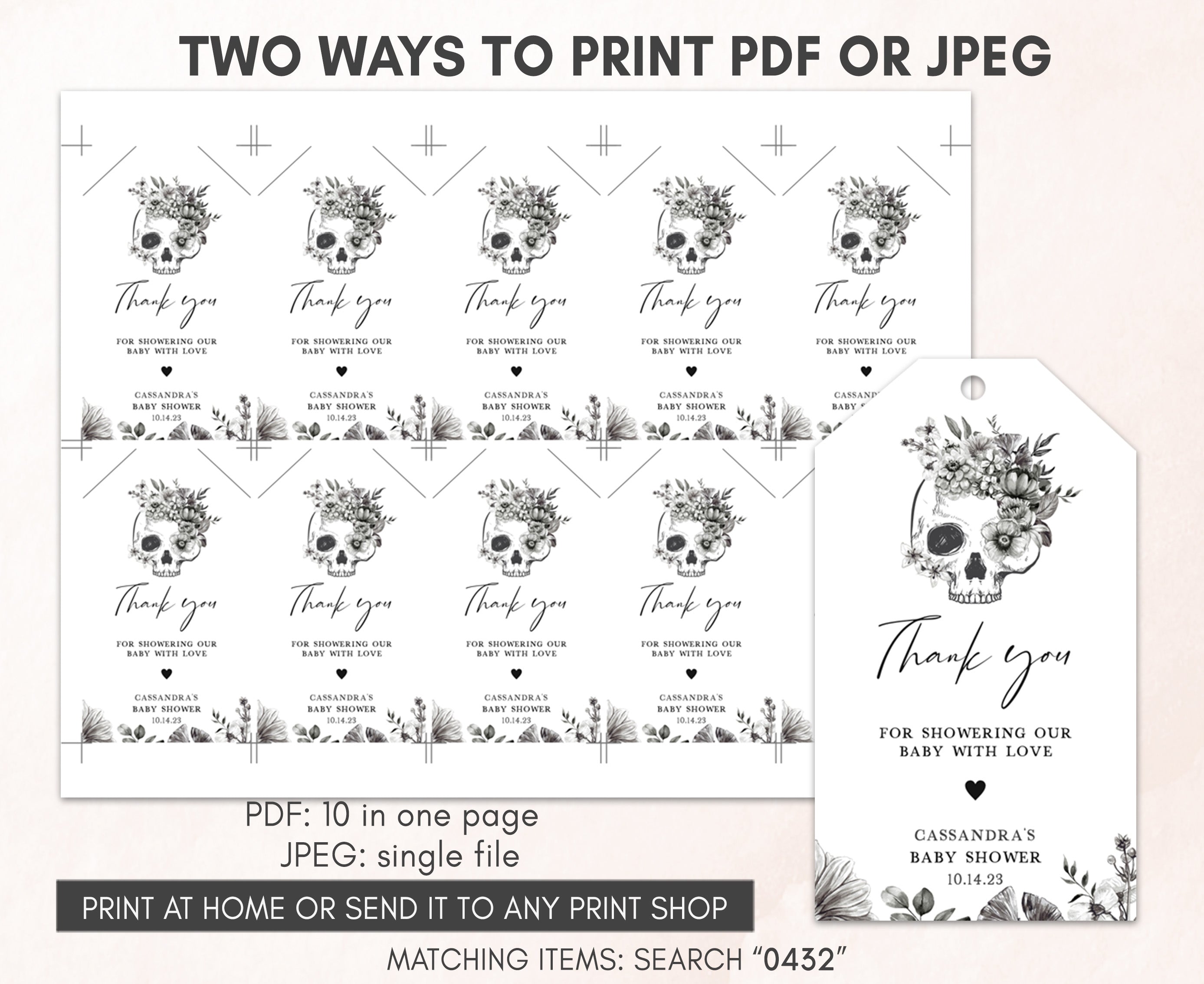 Editable Gothic Baby Shower Favor Tag – Cuddle Palette