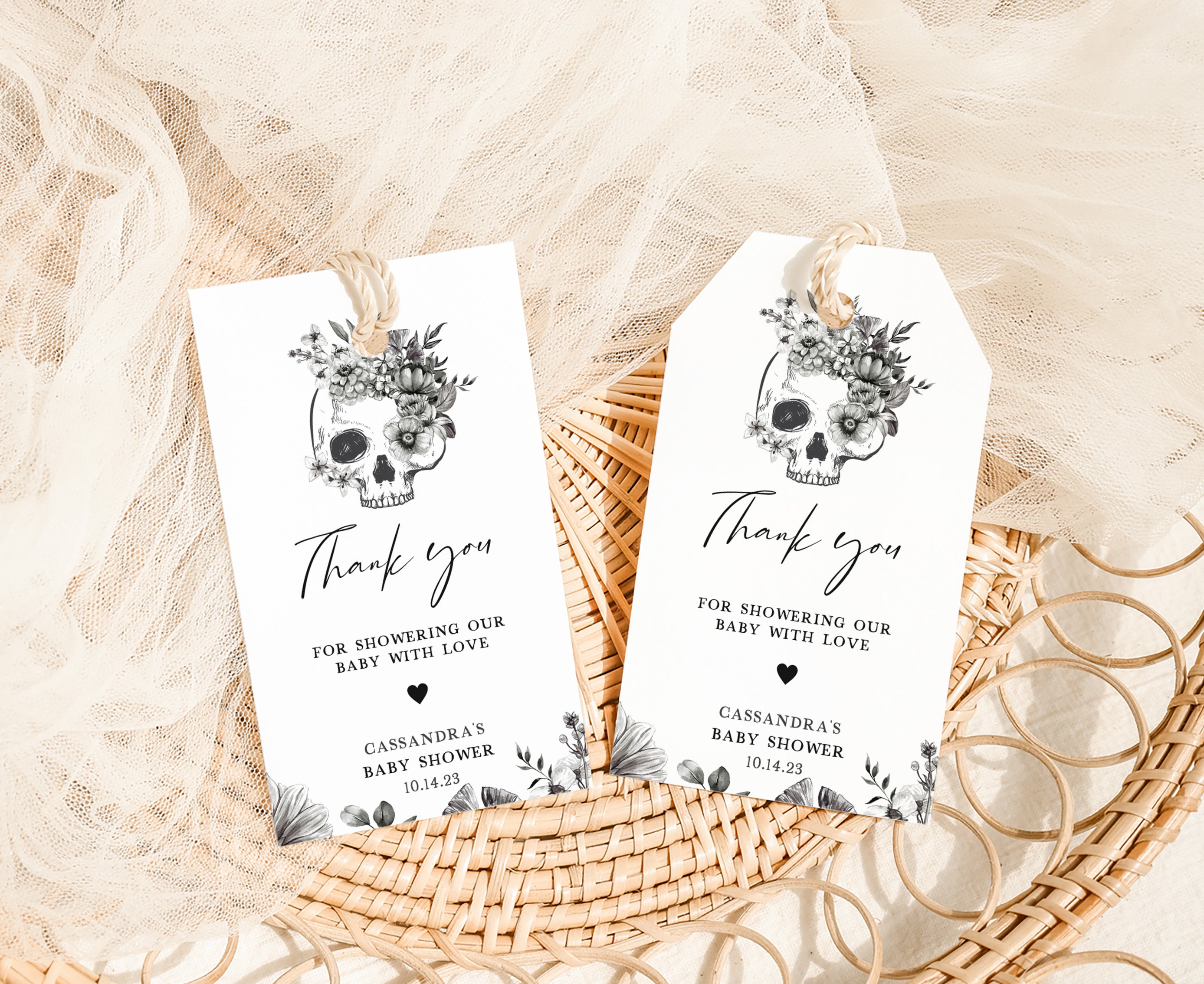 Editable Gothic Baby Shower Favor Tag – Cuddle Palette
