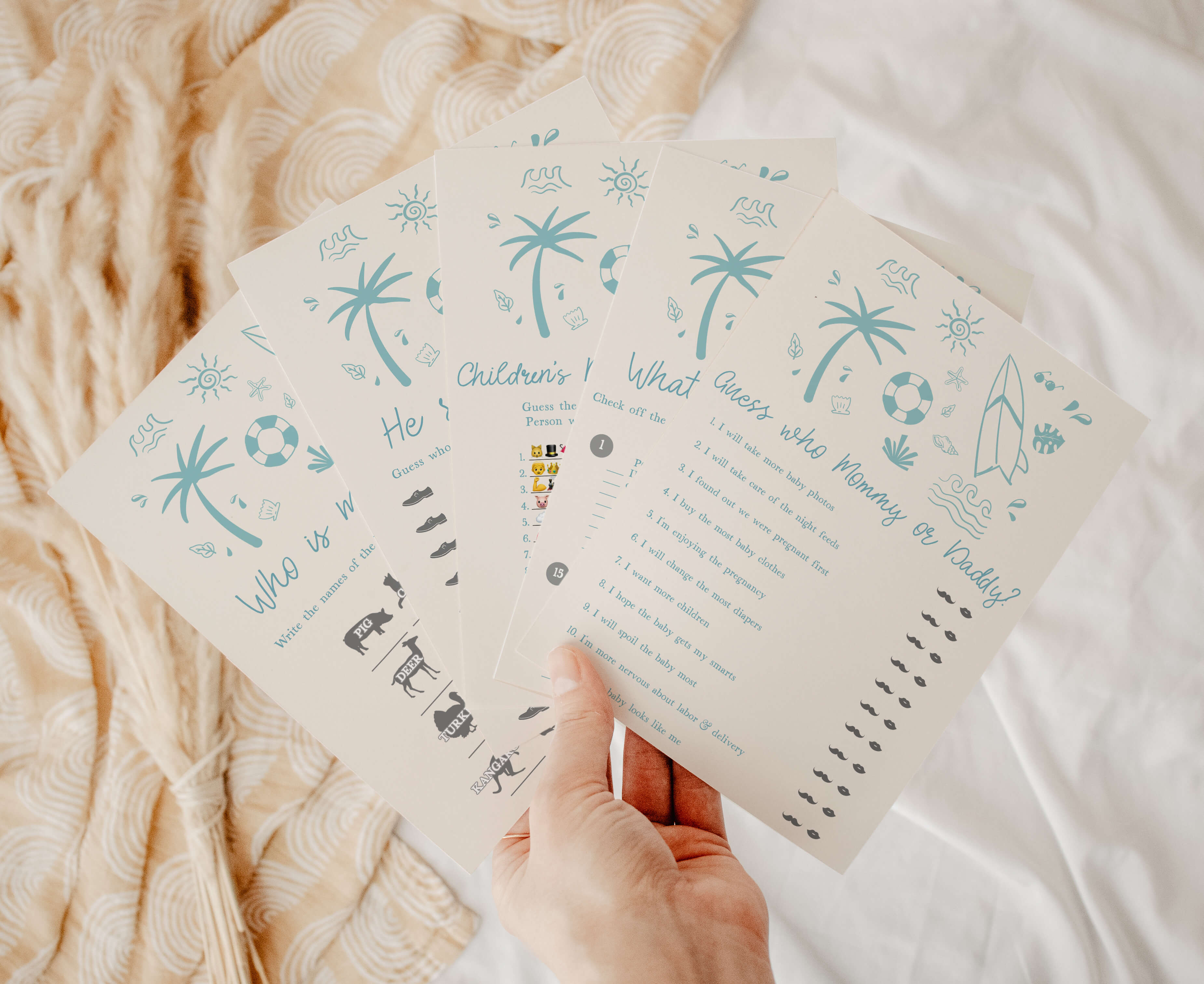 Editable Coastal Beach Baby Shower Games Bundle – Cuddle Palette