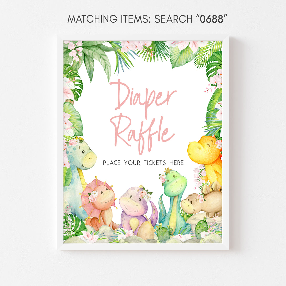 Girl Dinosaur Baby Shower Diaper Raffle Sign – Cuddle Palette