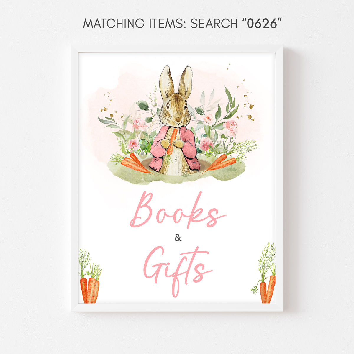 Pink Peter Rabbit Baby Shower Books and Gifts Sign – Cuddle Palette