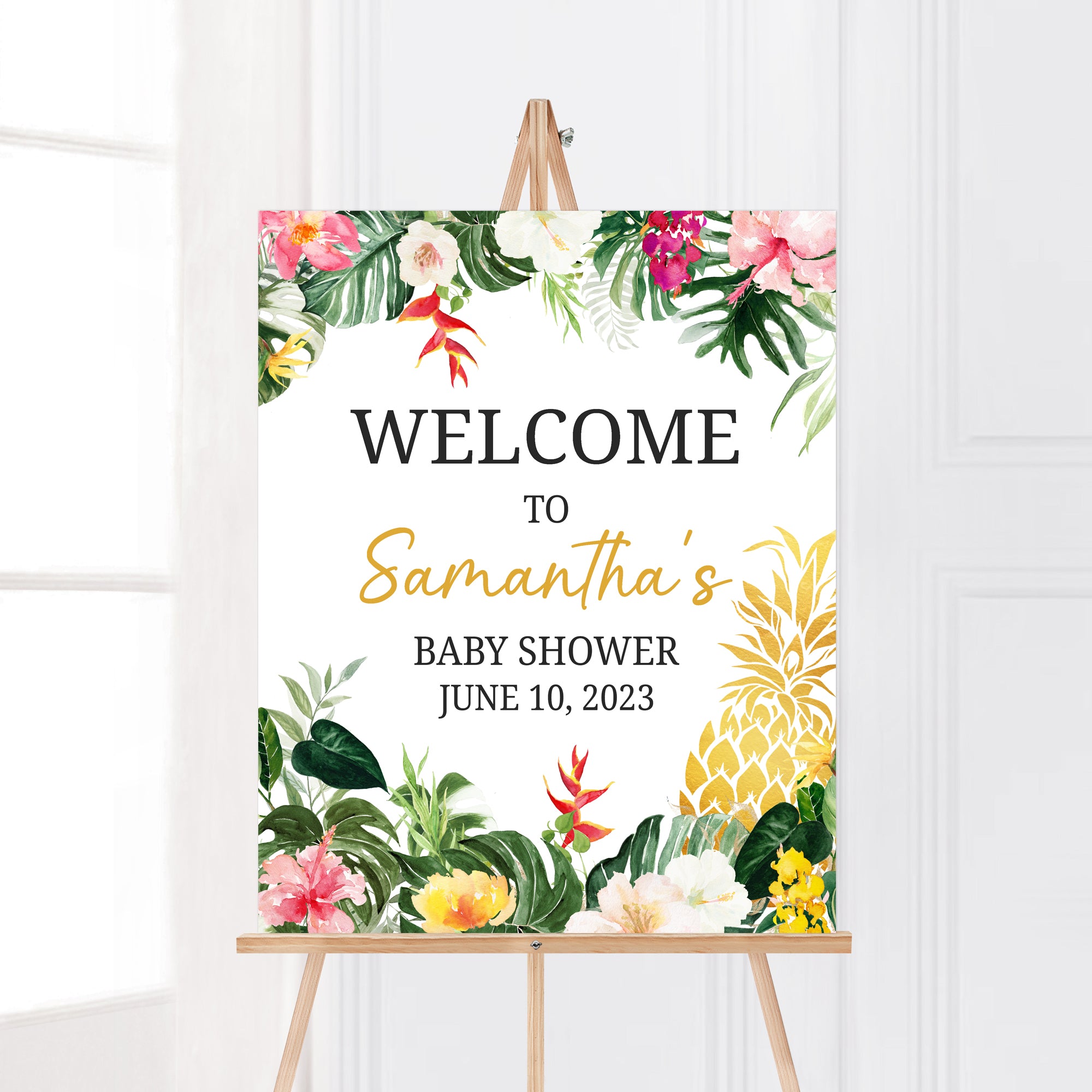 Editable Tropical Aloha Baby Shower Welcome Sign – Cuddle Palette