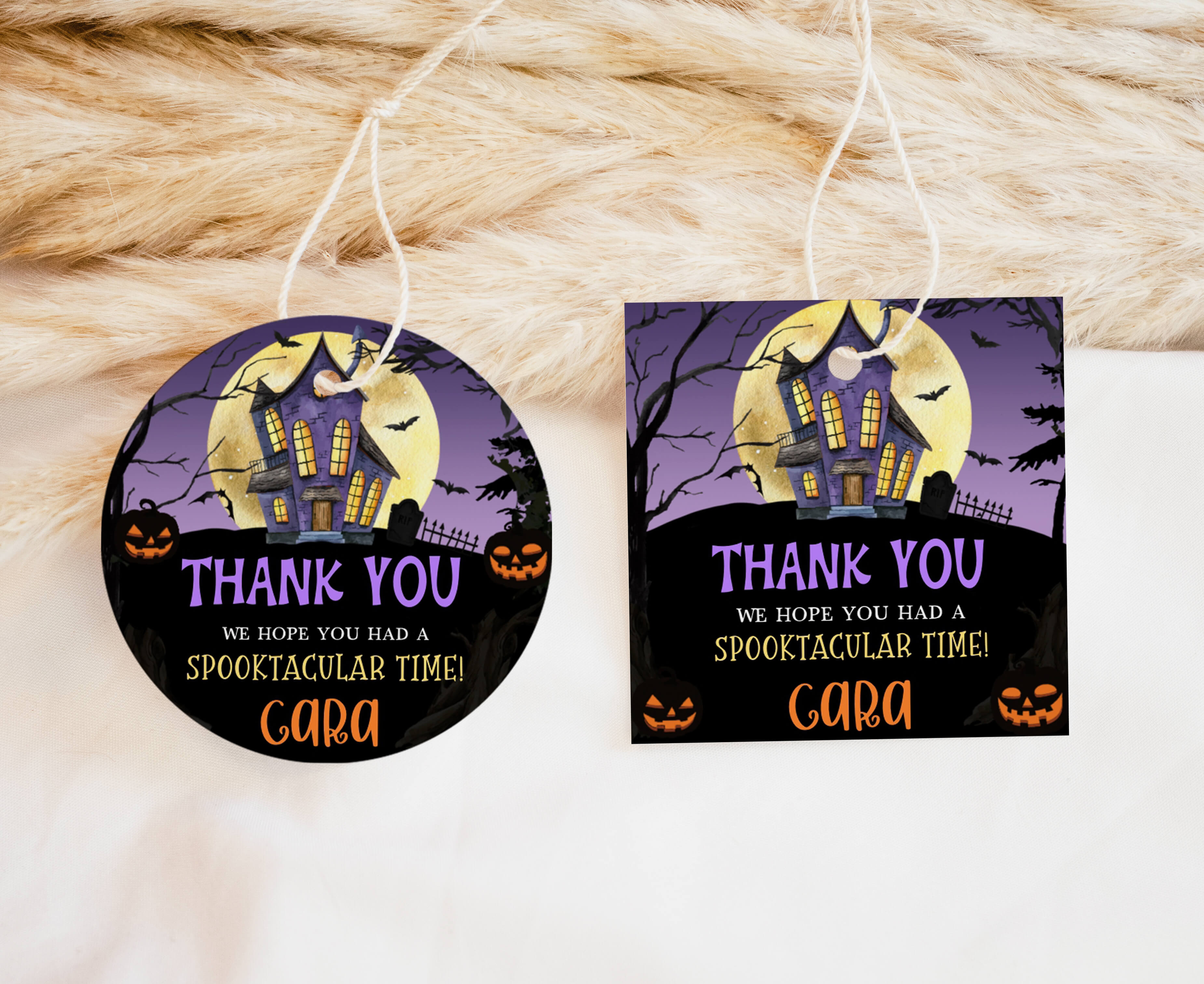 Editable Haunted House Halloween Birthday Party Favor Tag – Cuddle Palette