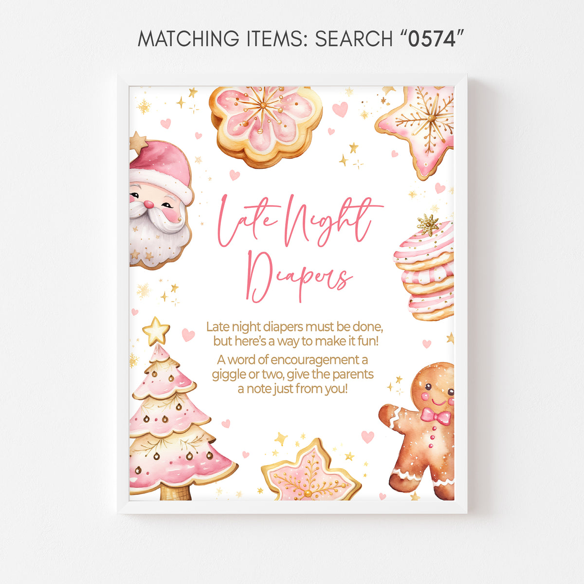 Our Little Cookie Christmas Baby Shower Late Night Diapers Sign ...