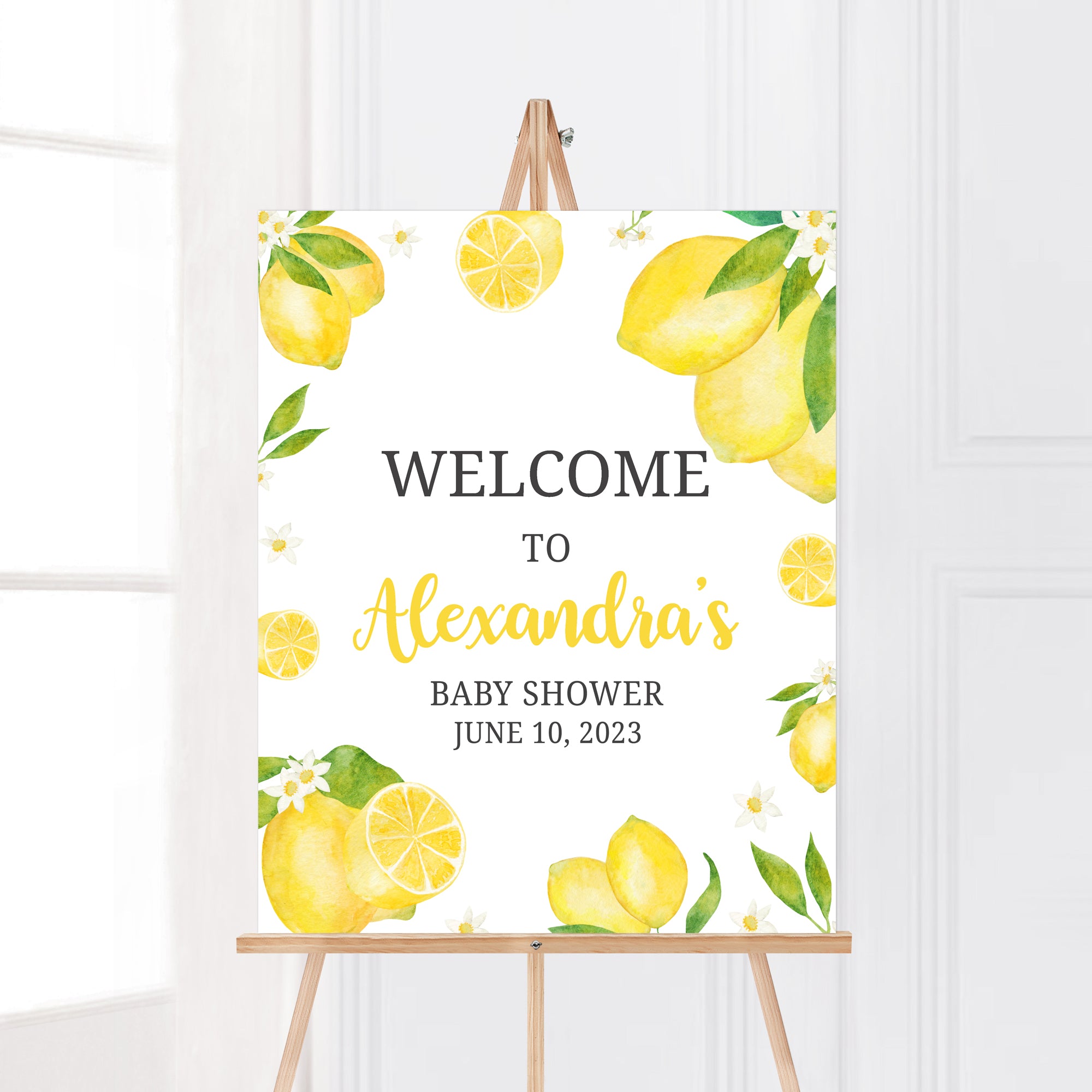 Editable Lemon Baby Shower Welcome Sign – Cuddle Palette