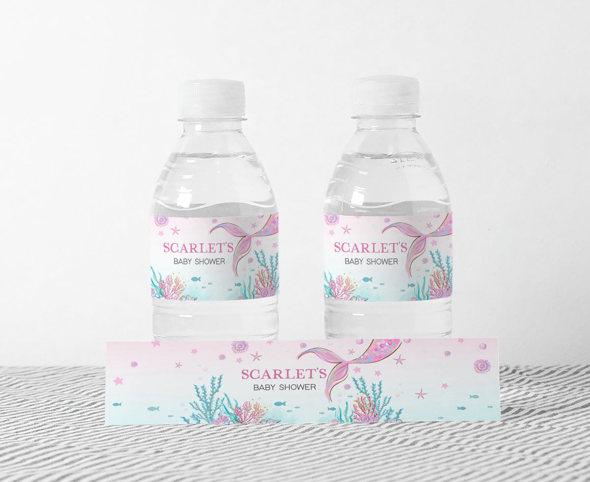 Editable Little Mermaid Baby Shower Bottle Label – Cuddle Palette