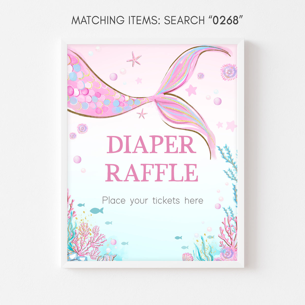 Little Mermaid Baby Shower Diaper Raffle Sign – Cuddle Palette