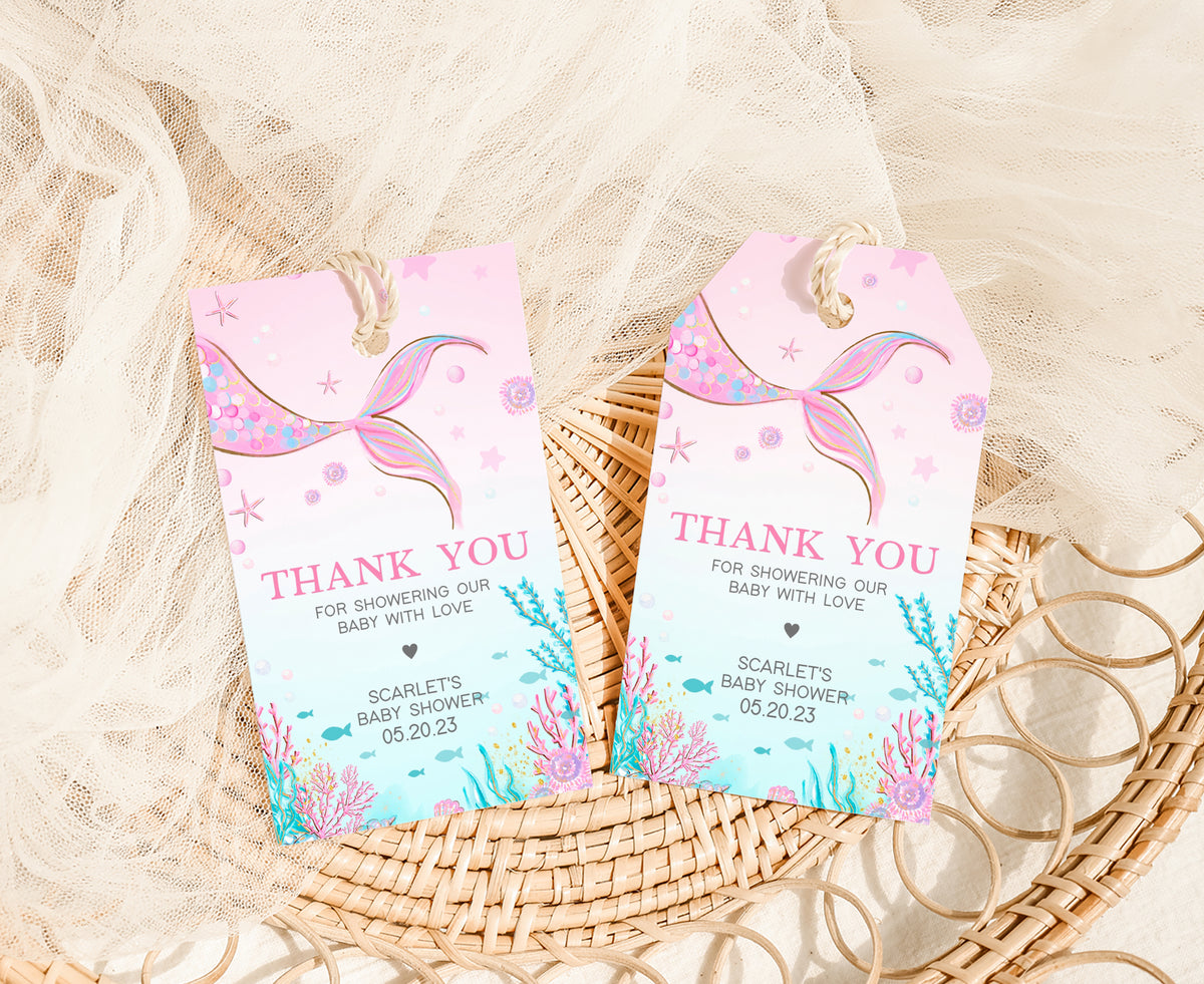Editable Little Mermaid Baby Shower Favor Tag – Cuddle Palette