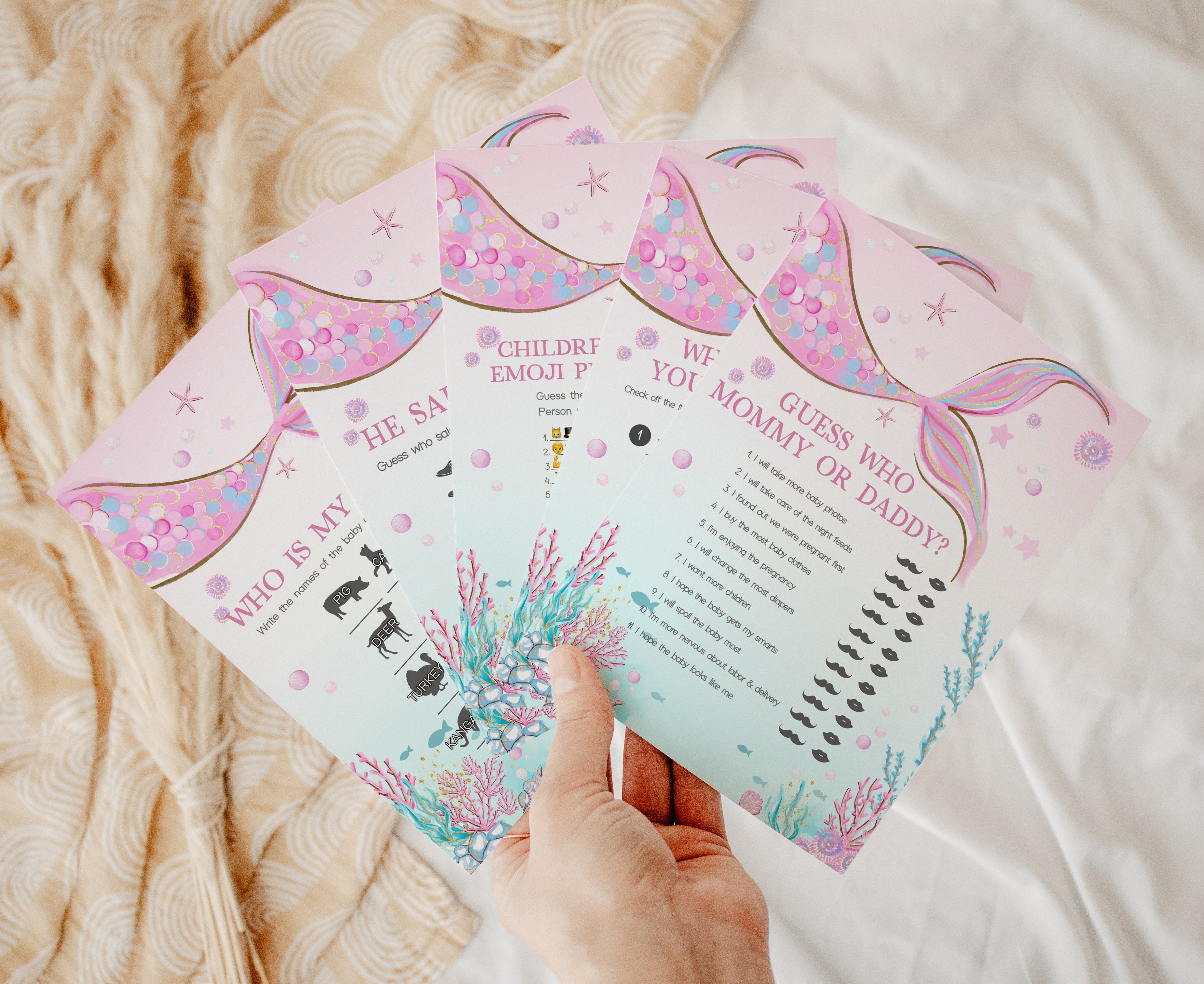 Editable Little Mermaid Baby Shower Games Bundle – Cuddle Palette
