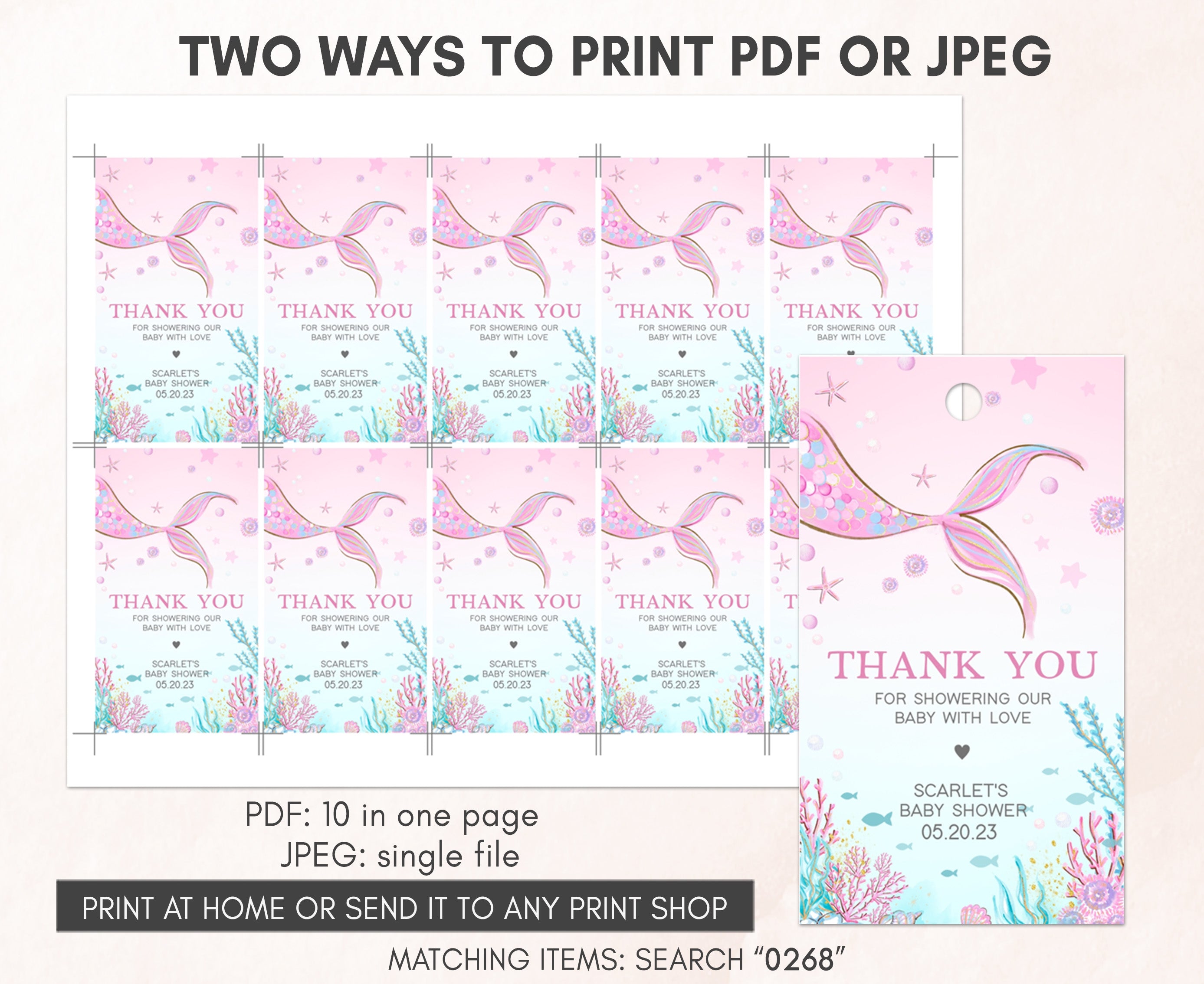 Editable Little Mermaid Baby Shower Favor Tag – Cuddle Palette