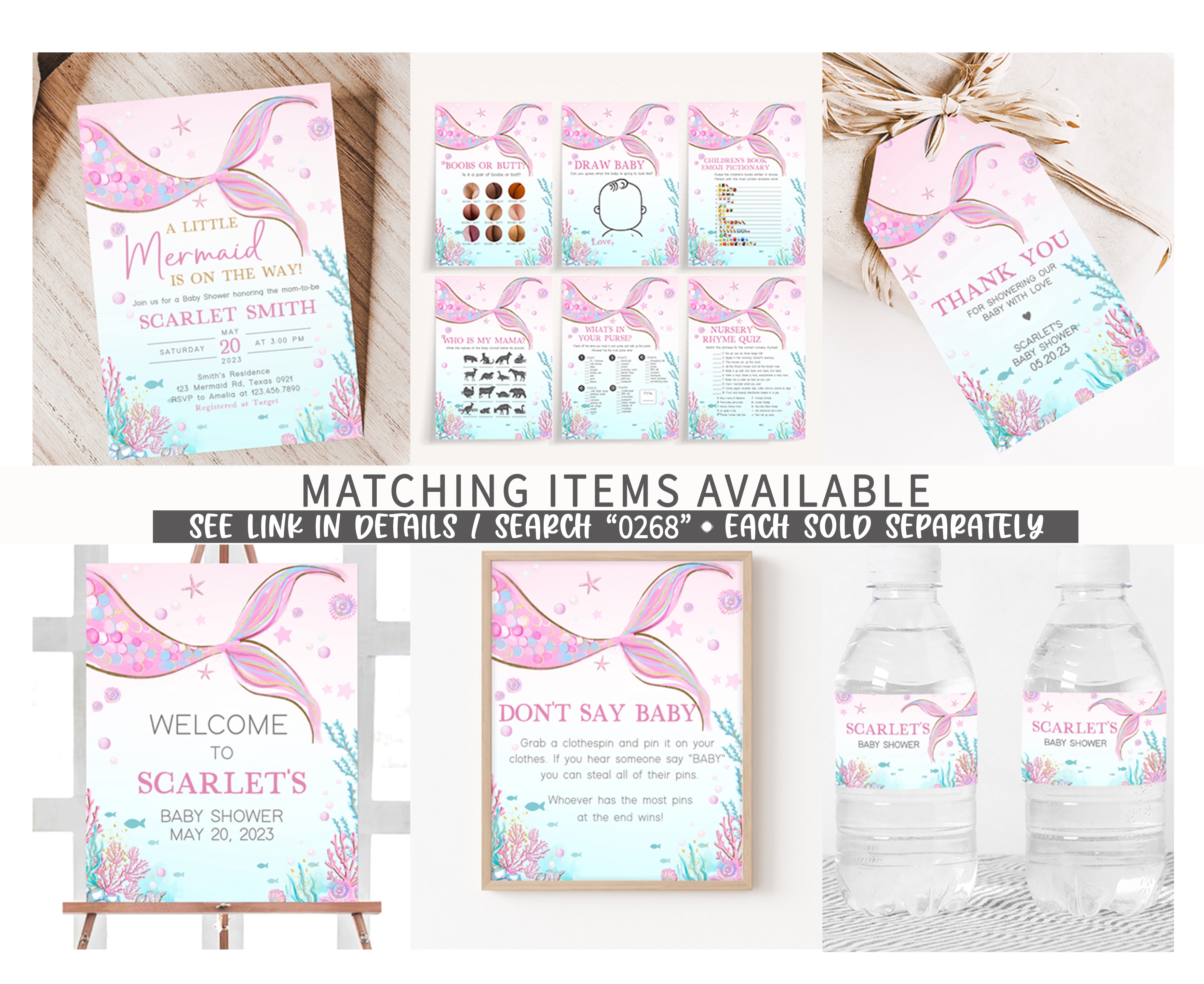 Little Mermaid Baby Shower Diaper Raffle Sign – Cuddle Palette