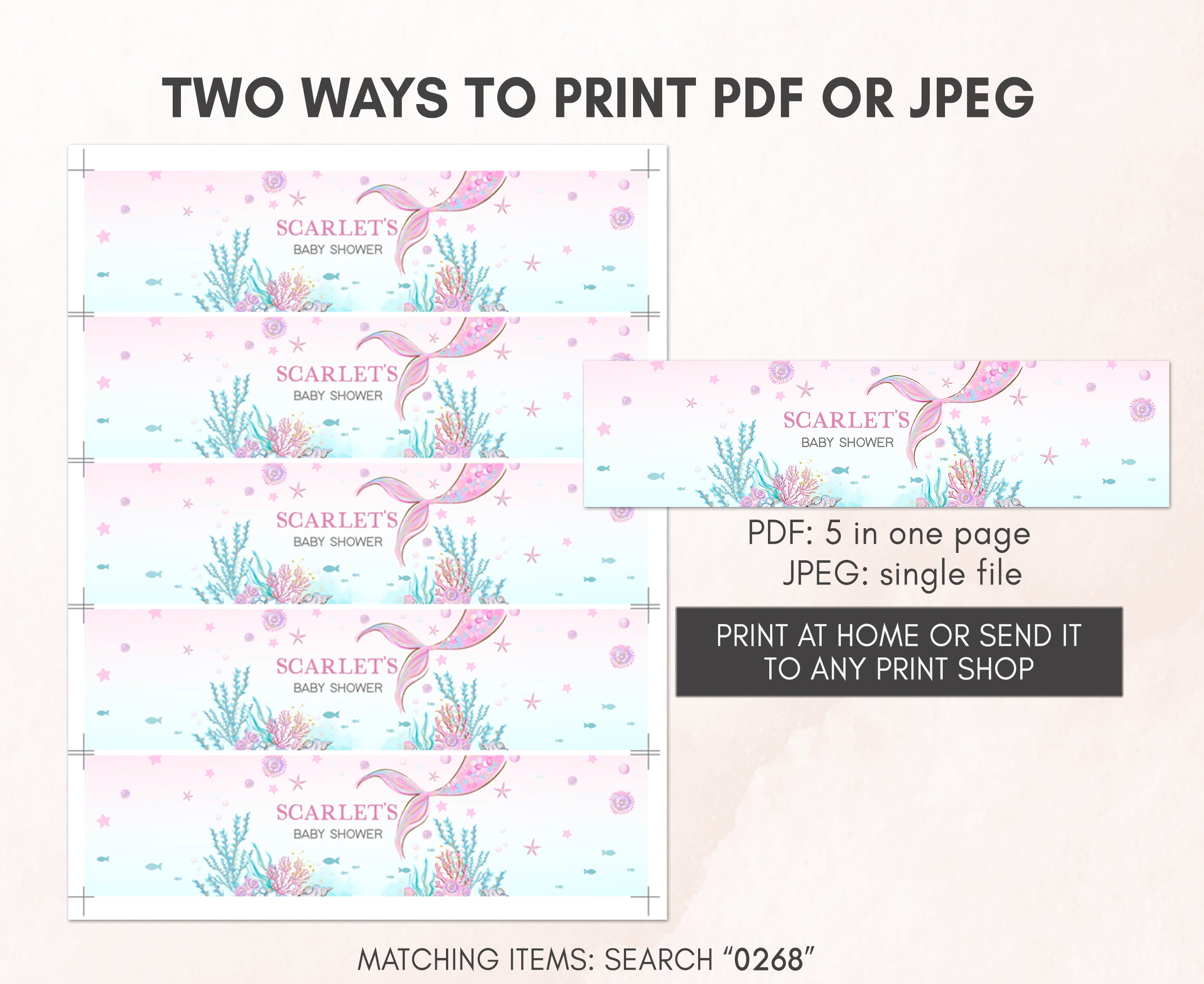 Editable Little Mermaid Baby Shower Bottle Label – Cuddle Palette