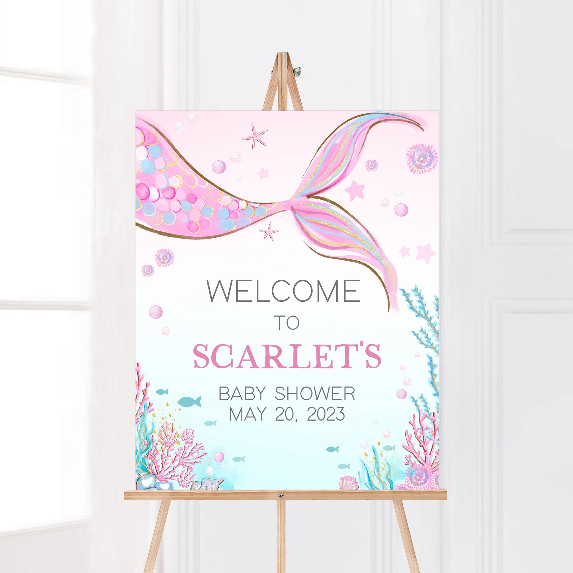 Editable Little Mermaid Baby Shower Welcome Sign – Cuddle Palette