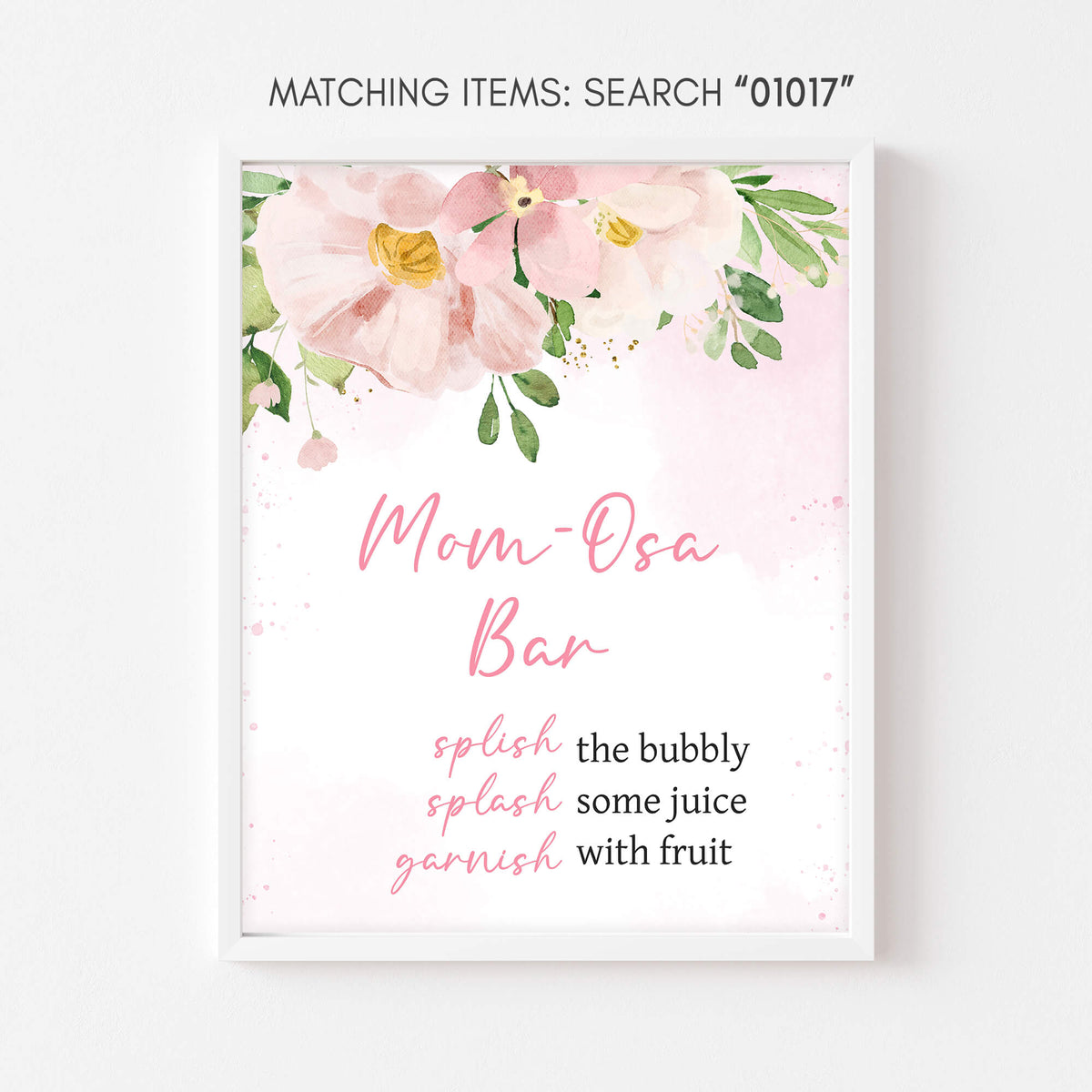Floral Spring Baby Shower Mom Osa Bar Sign – Cuddle Palette