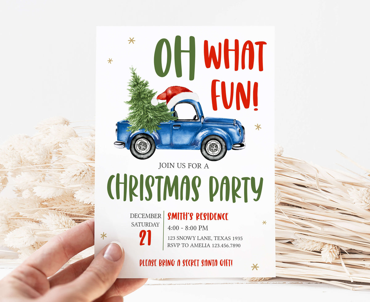 Editable Oh What Fun Christmas Party Invitation – Cuddle Palette