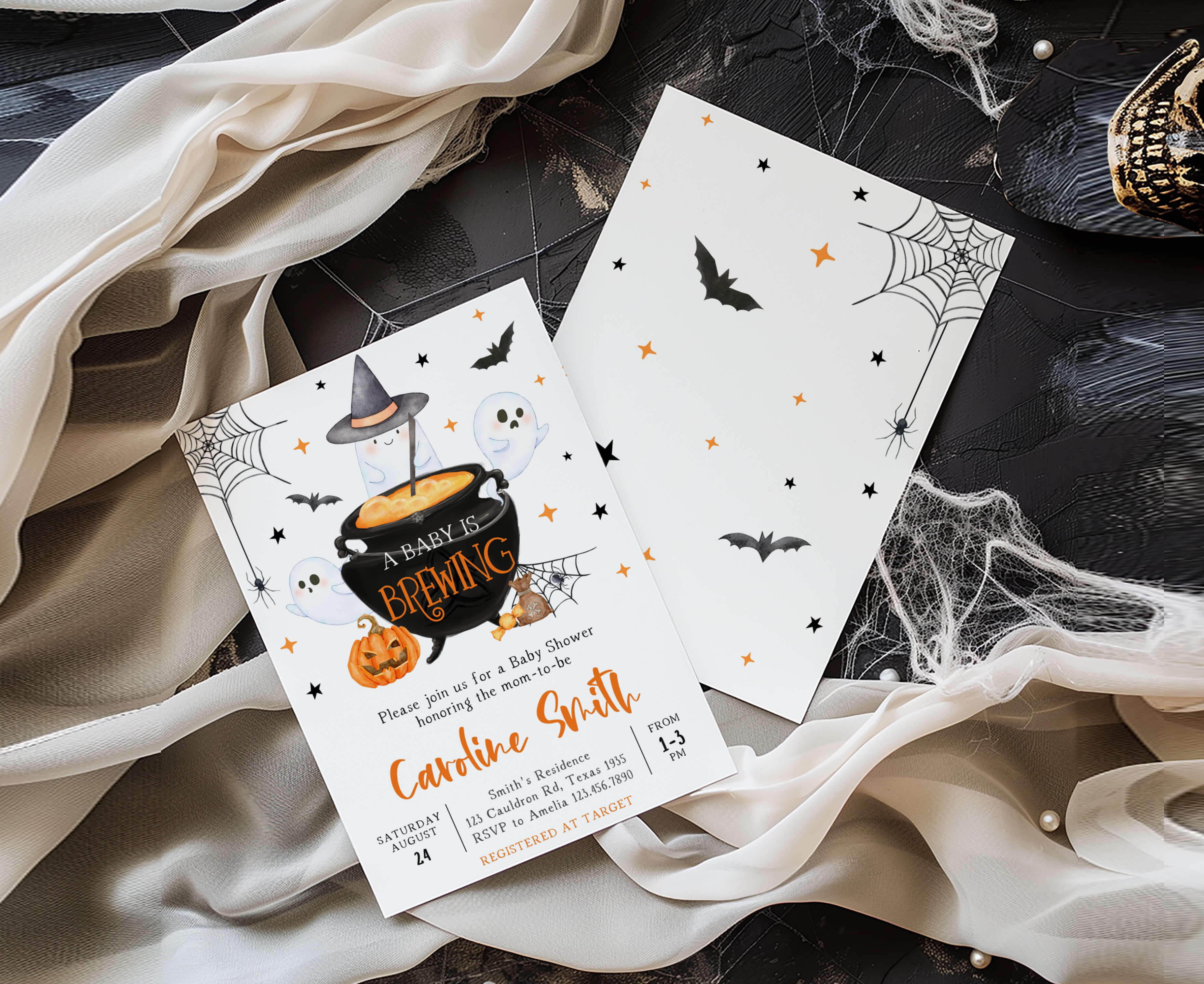 Editable Spooky Halloween Baby Shower Invitation – Cuddle Palette