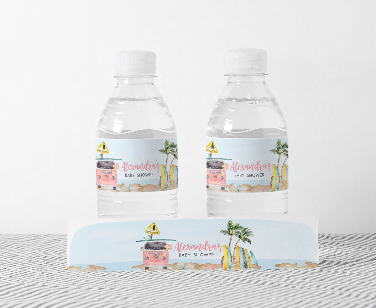 Editable Girl Baby on Board Baby Shower Bottle Label – Cuddle Palette