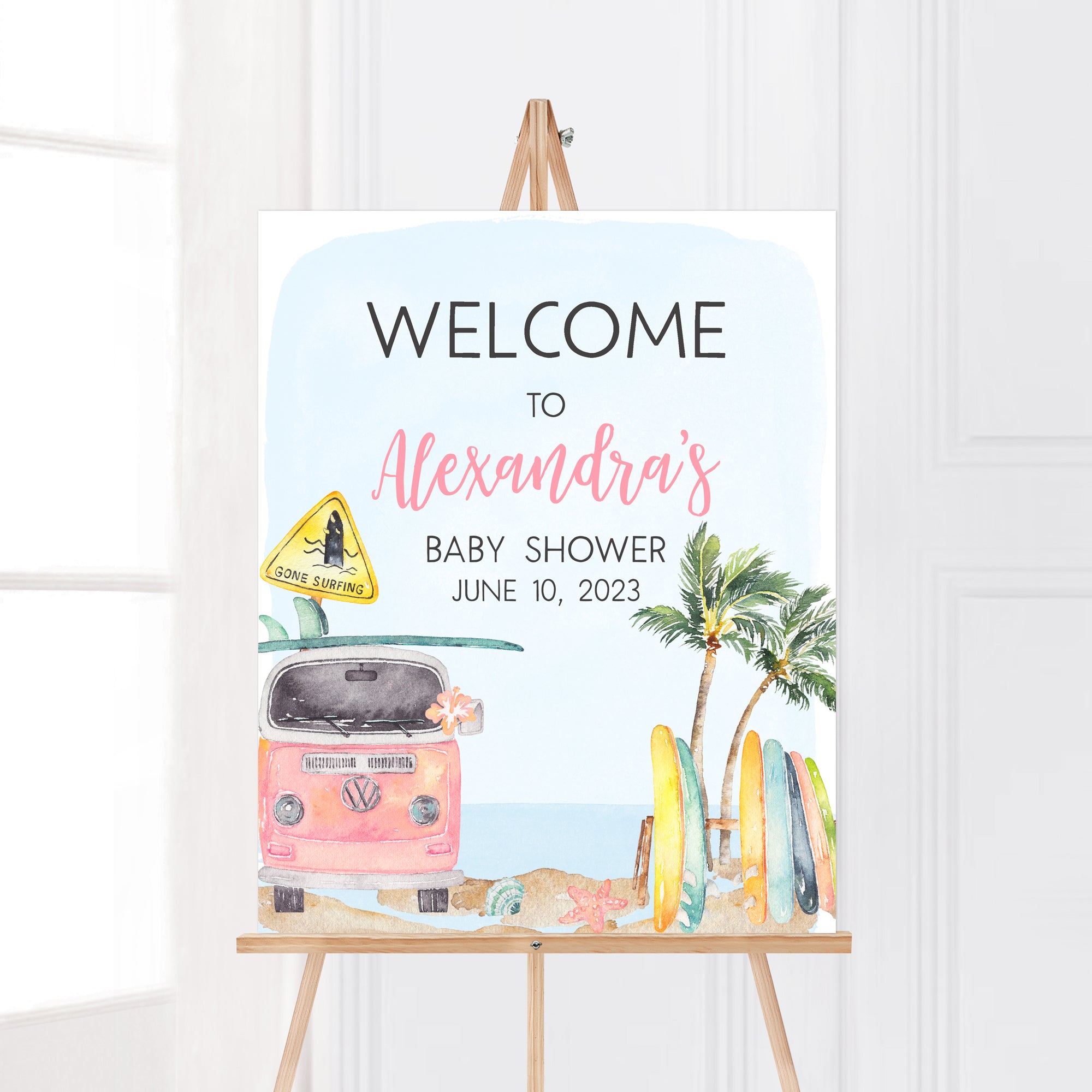 Editable Girl Baby on Board Baby Shower Welcome Sign – Cuddle Palette