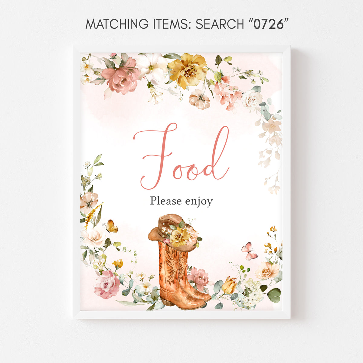 Pink Cowgirl Boots Shower Decor Food Sign Printable – Cuddle Palette