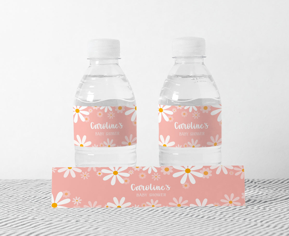 Printable Baby Shower Bottle Labels Retro Daisy Theme – Cuddle Palette