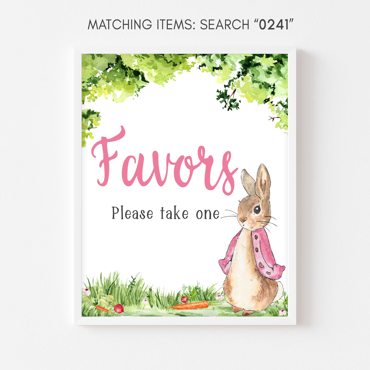 Pink Peter Rabbit Baby Shower Favors Sign – Cuddle Palette