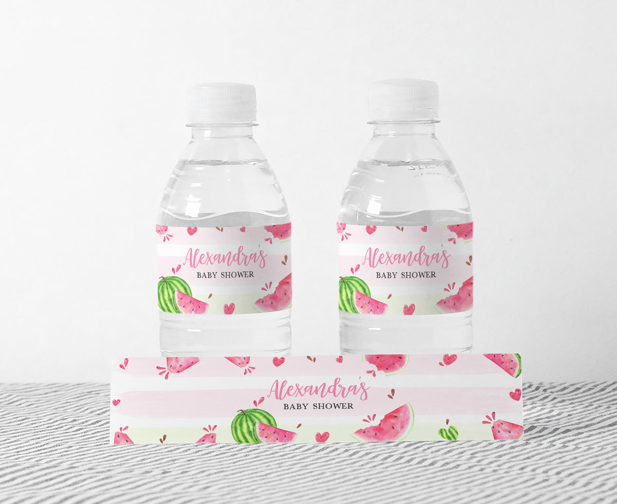 Editable Watermelon Baby Shower Bottle Label – Cuddle Palette
