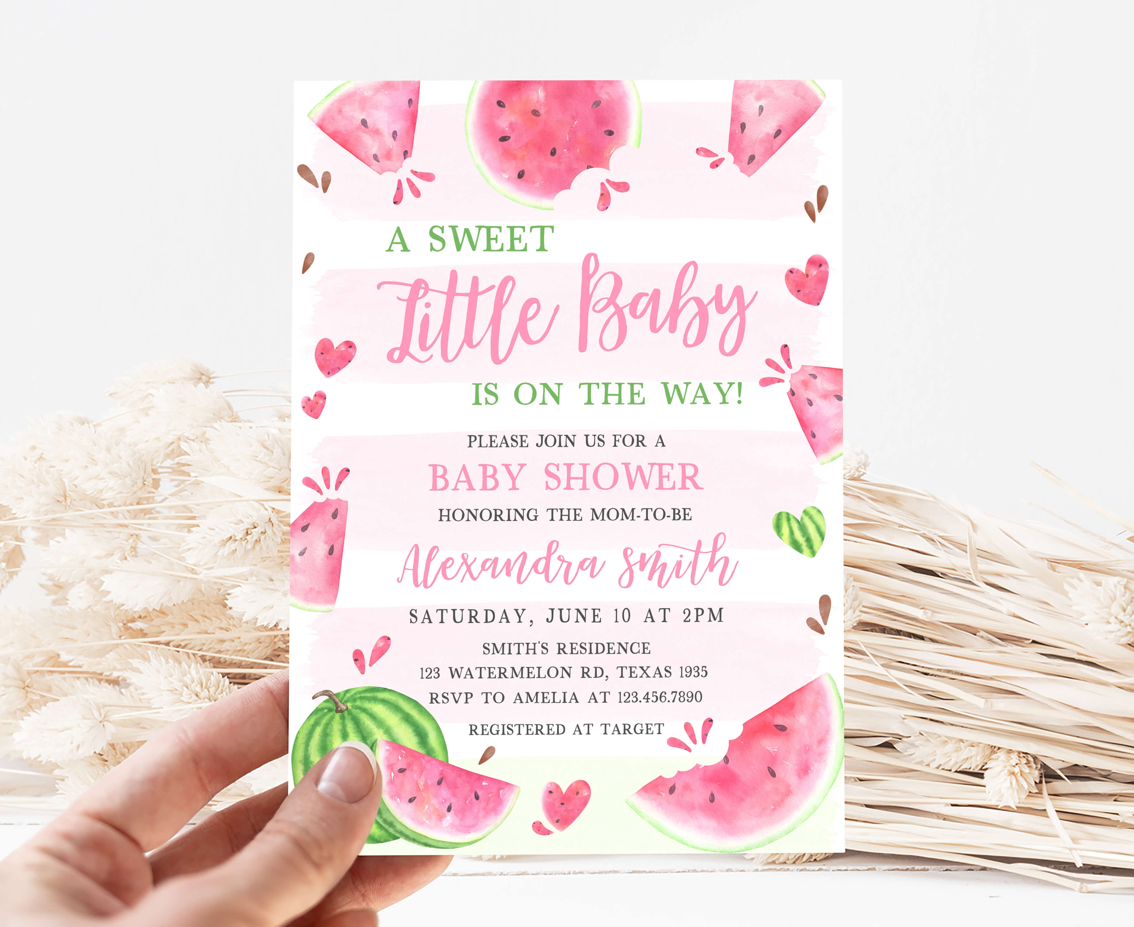 Editable Watermelon Baby Shower Invitation – Cuddle Palette