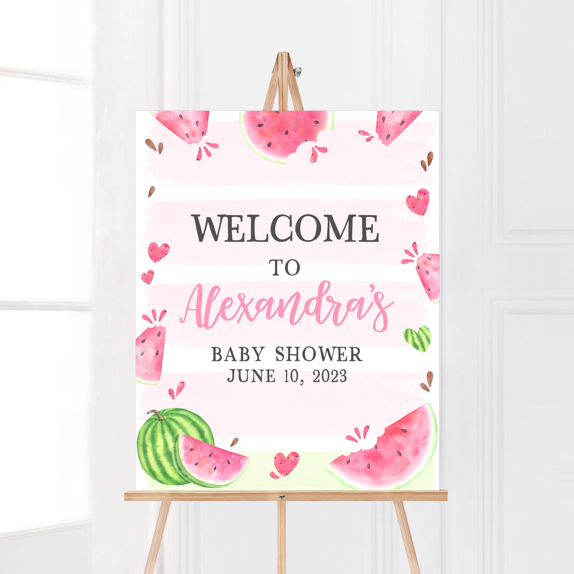 Editable Watermelon Baby Shower Welcome Sign – Cuddle Palette