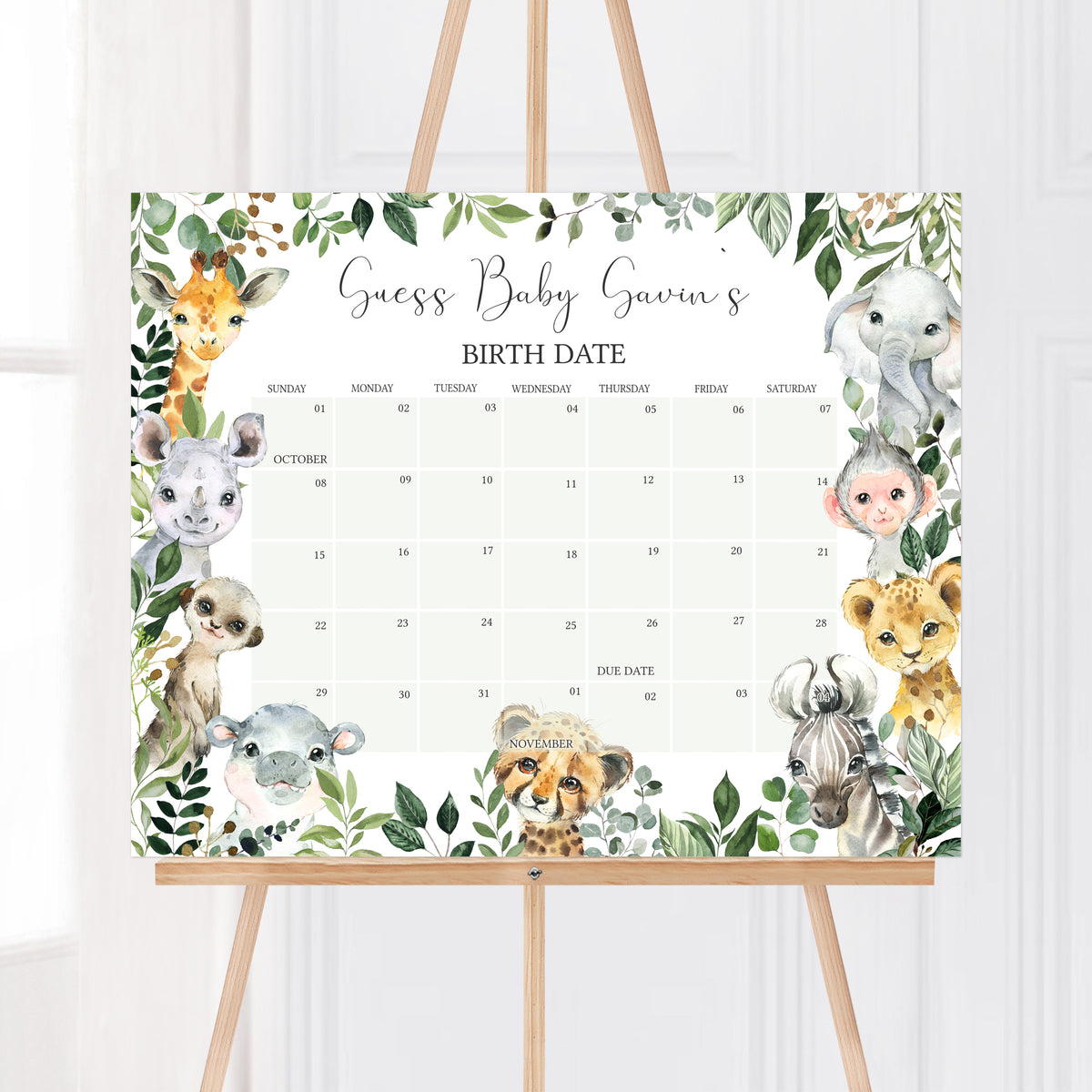 Baby Shower Jungle Safari Guess Baby Due Date – Cuddle Palette