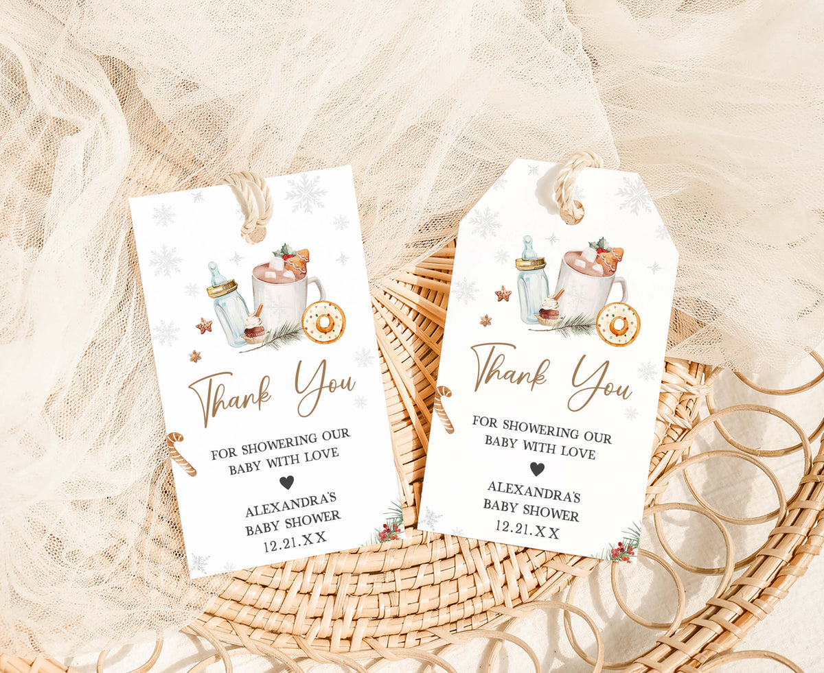 Editable Hot Chocolate Winter Baby Shower Favor Tag – Cuddle Palette