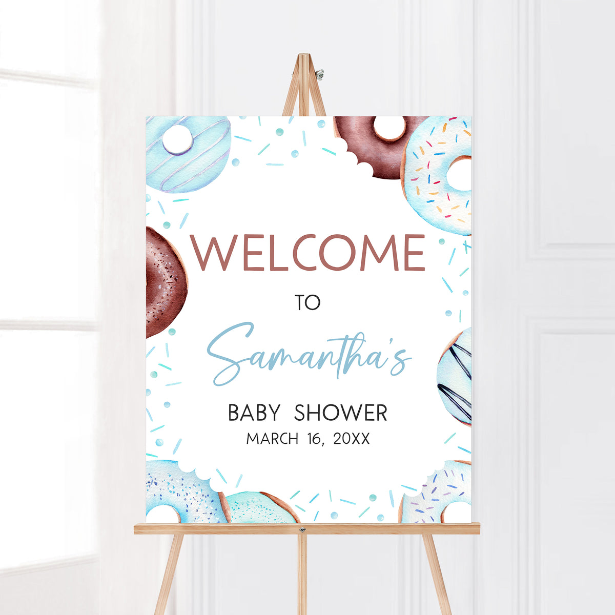 Editable Donuts and Diapers Baby Shower Welcome Sign – Cuddle Palette