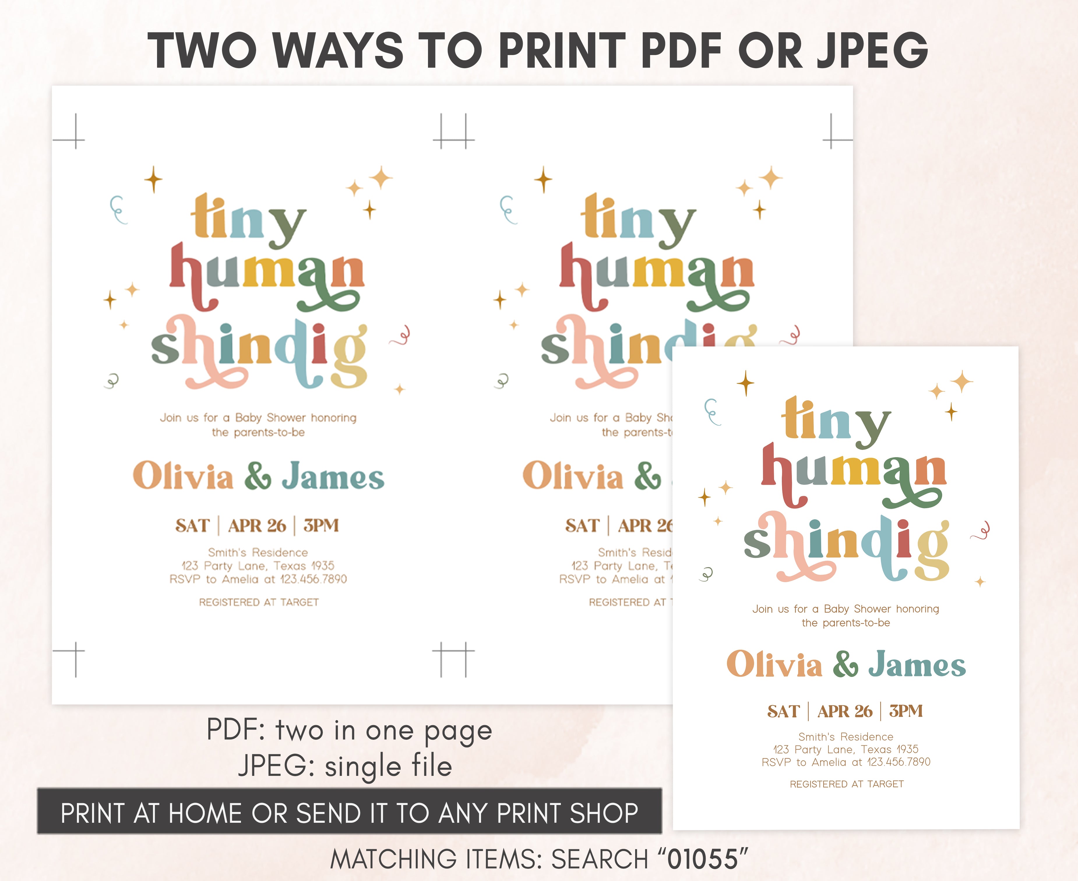 Editable Tiny Human Shindig Baby Shower Invitation Set – Cuddle Palette