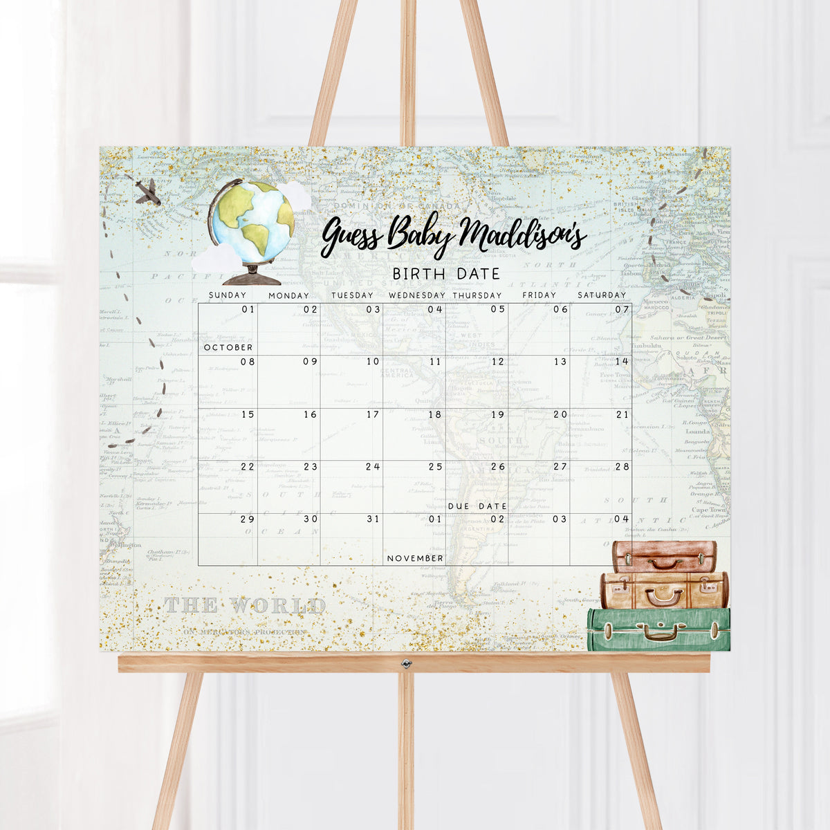 Editable Travel Baby Shower Due Date Calendar – Cuddle Palette