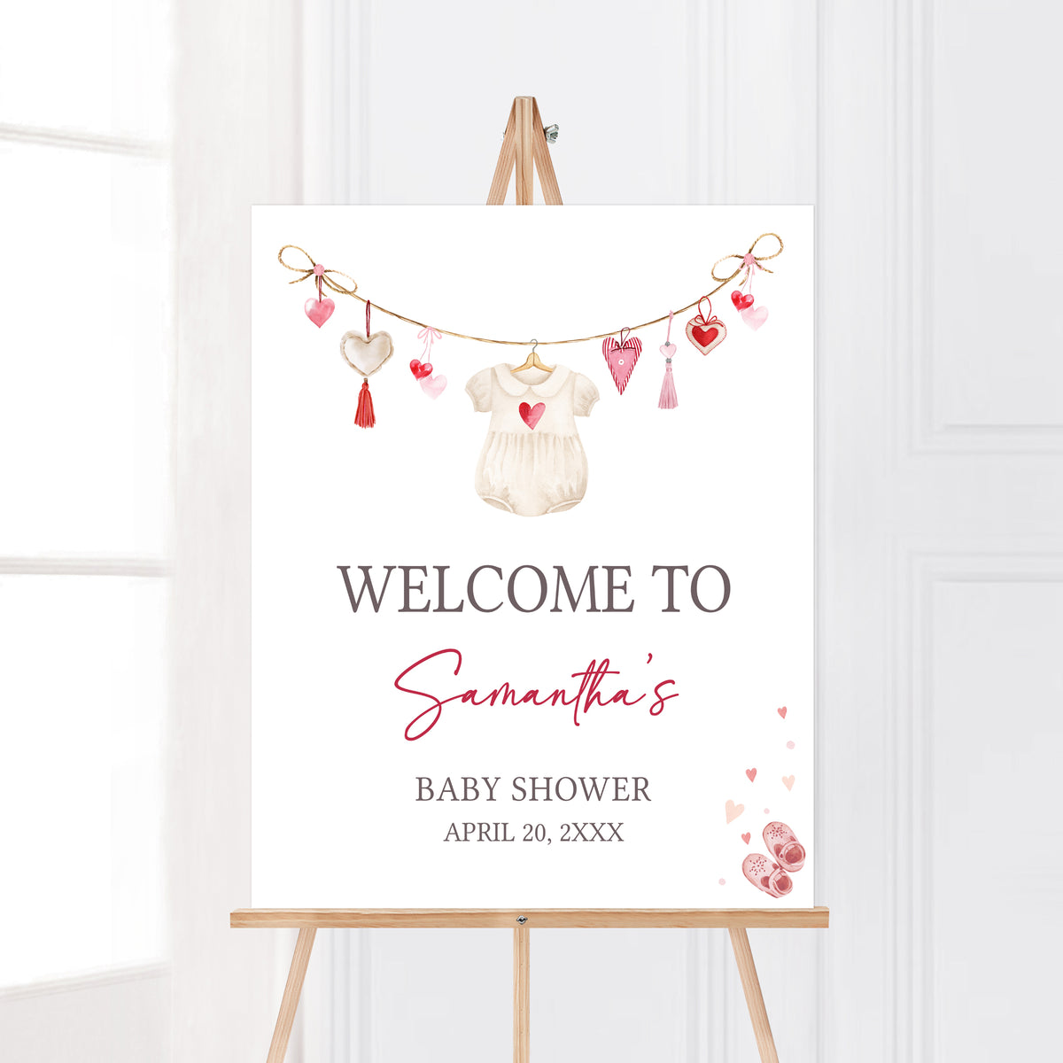 Editable Little Sweetheart Baby Shower Welcome Sign – Cuddle Palette