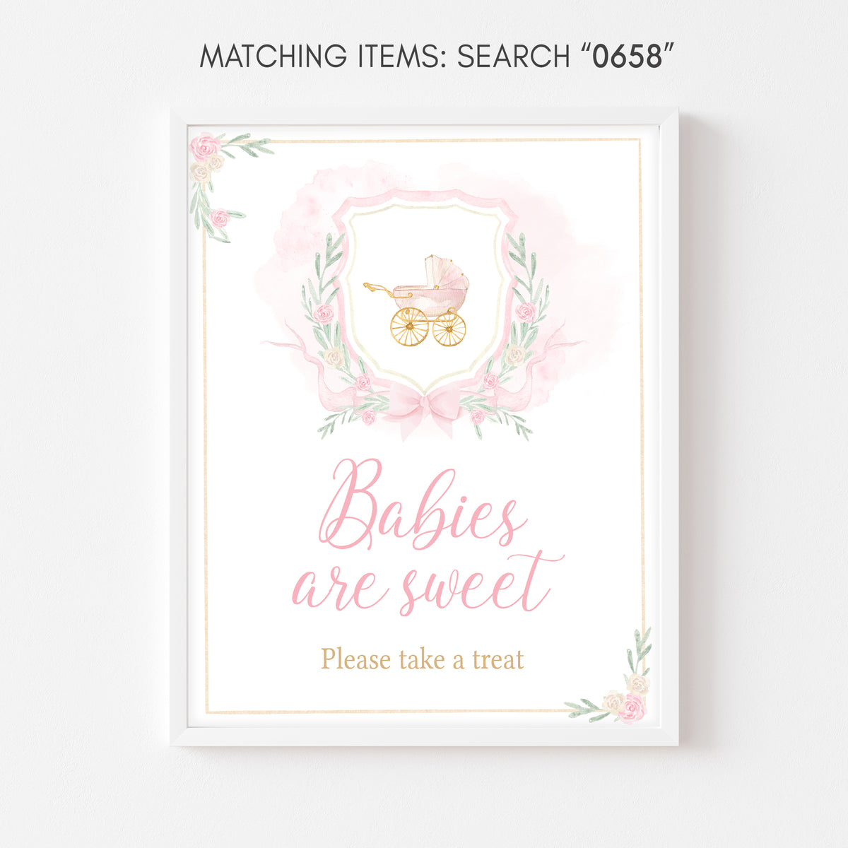 Watercolor Crest Baby Shower Babies are Sweet Sign – Cuddle Palette