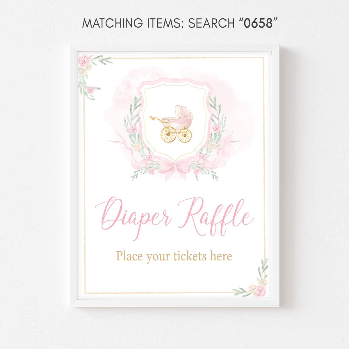 Watercolor Crest Baby Shower Diaper Raffle Sign – Cuddle Palette