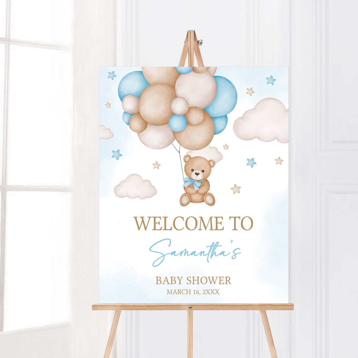 Blue Bear Baby Shower Welcome Sign Download – Cuddle Palette
