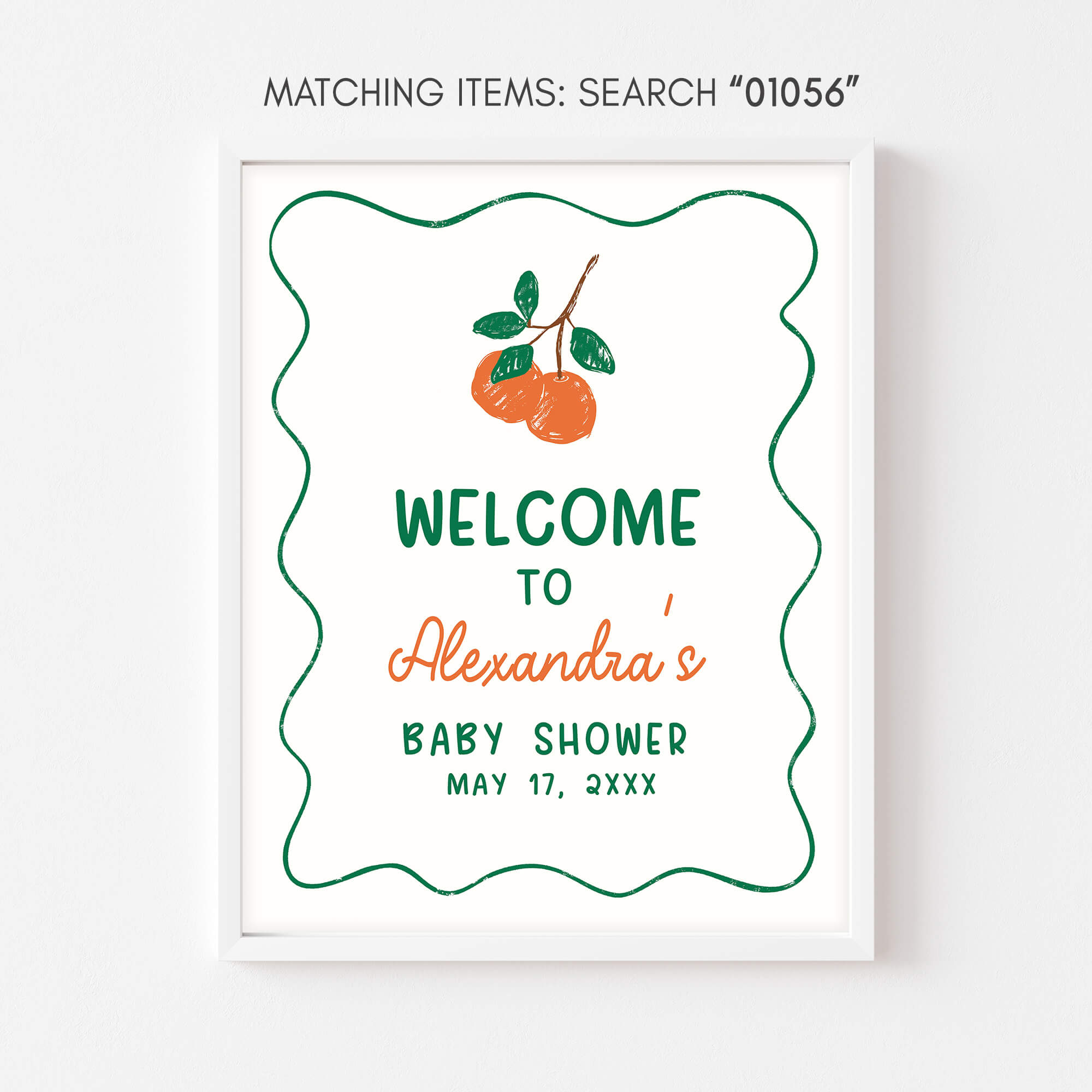 Editable Orange Cutie Baby Shower Welcome Sign – Cuddle Palette