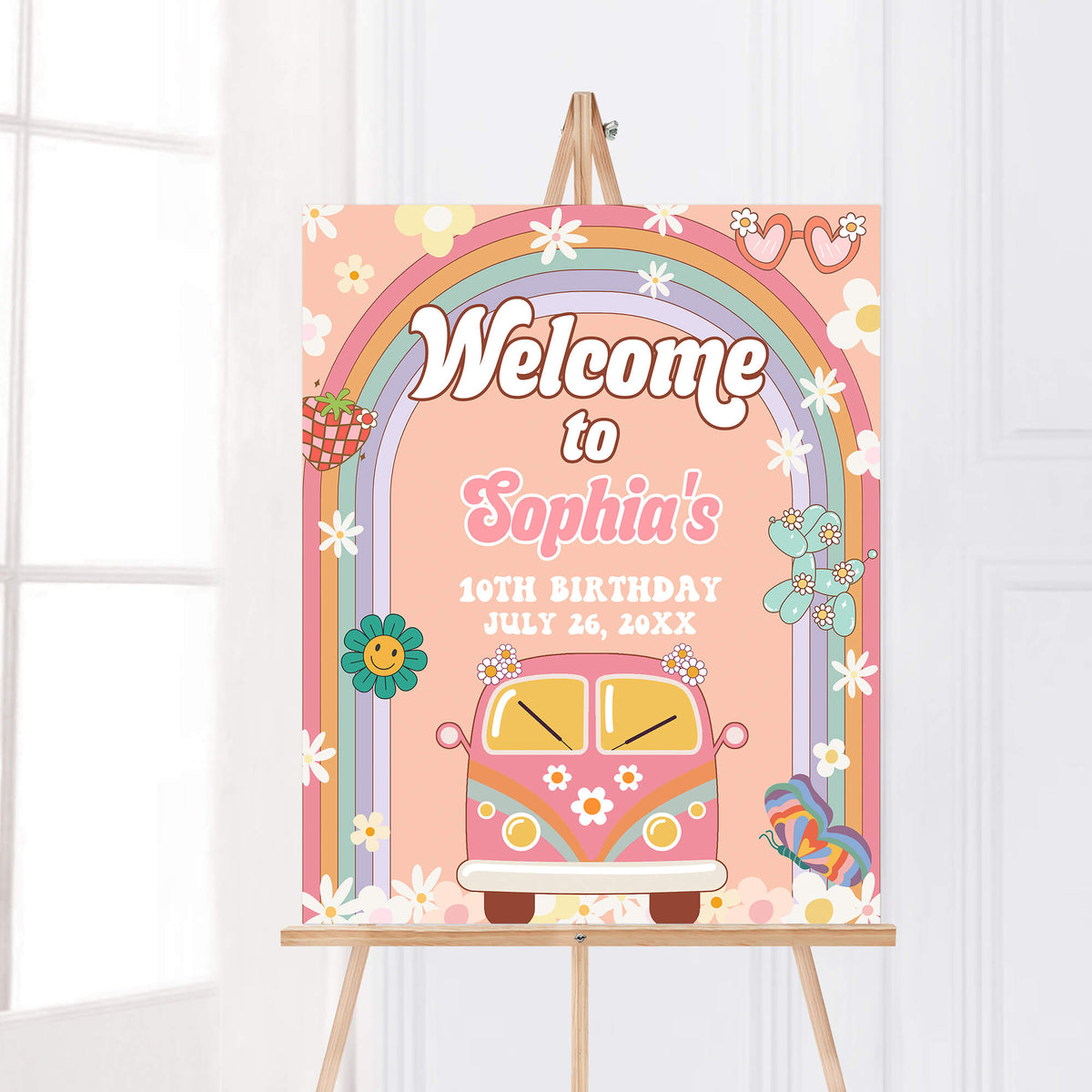 Editable Let’s Get Groovy Birthday Party Welcome Sign – Cuddle Palette