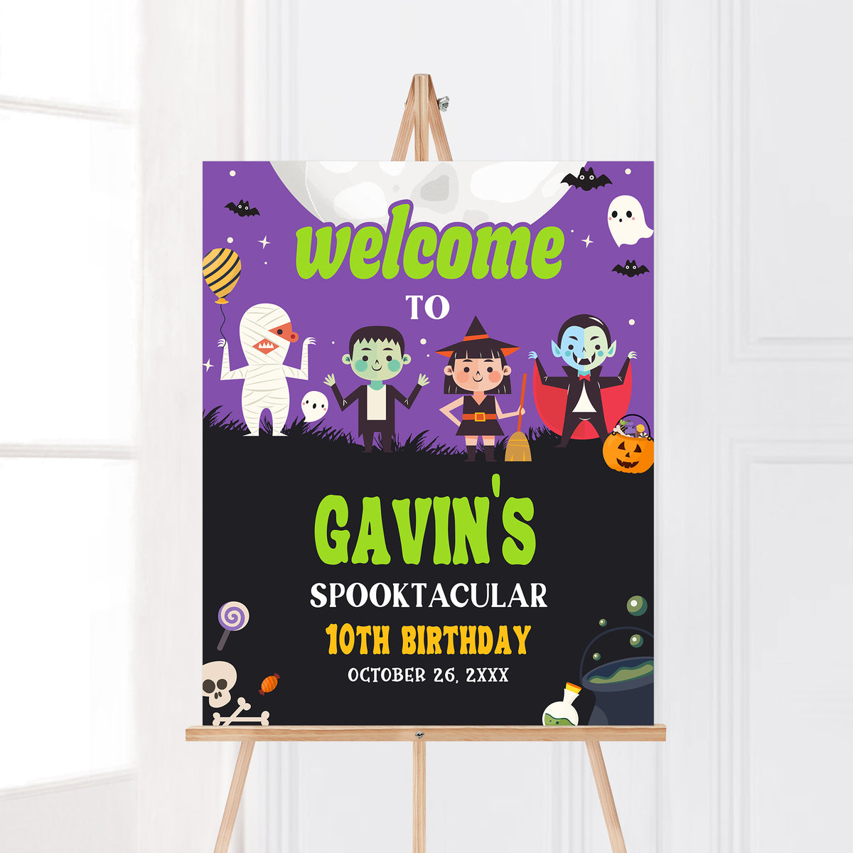 Editable Halloween Costume Party Birthday Welcome Sign – Cuddle Palette