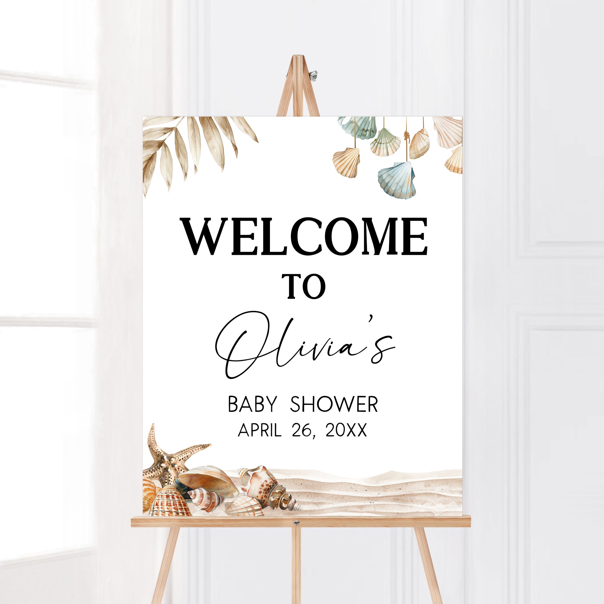 Editable Little Beach Bum Baby Shower Welcome Sign – Cuddle Palette