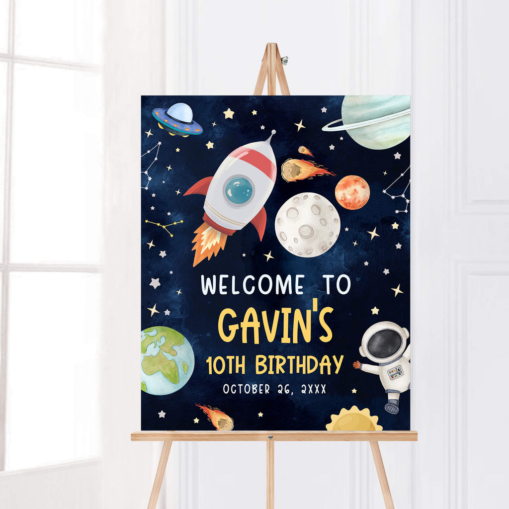 Editable Outer Space Birthday Party Welcome Sign – Cuddle Palette