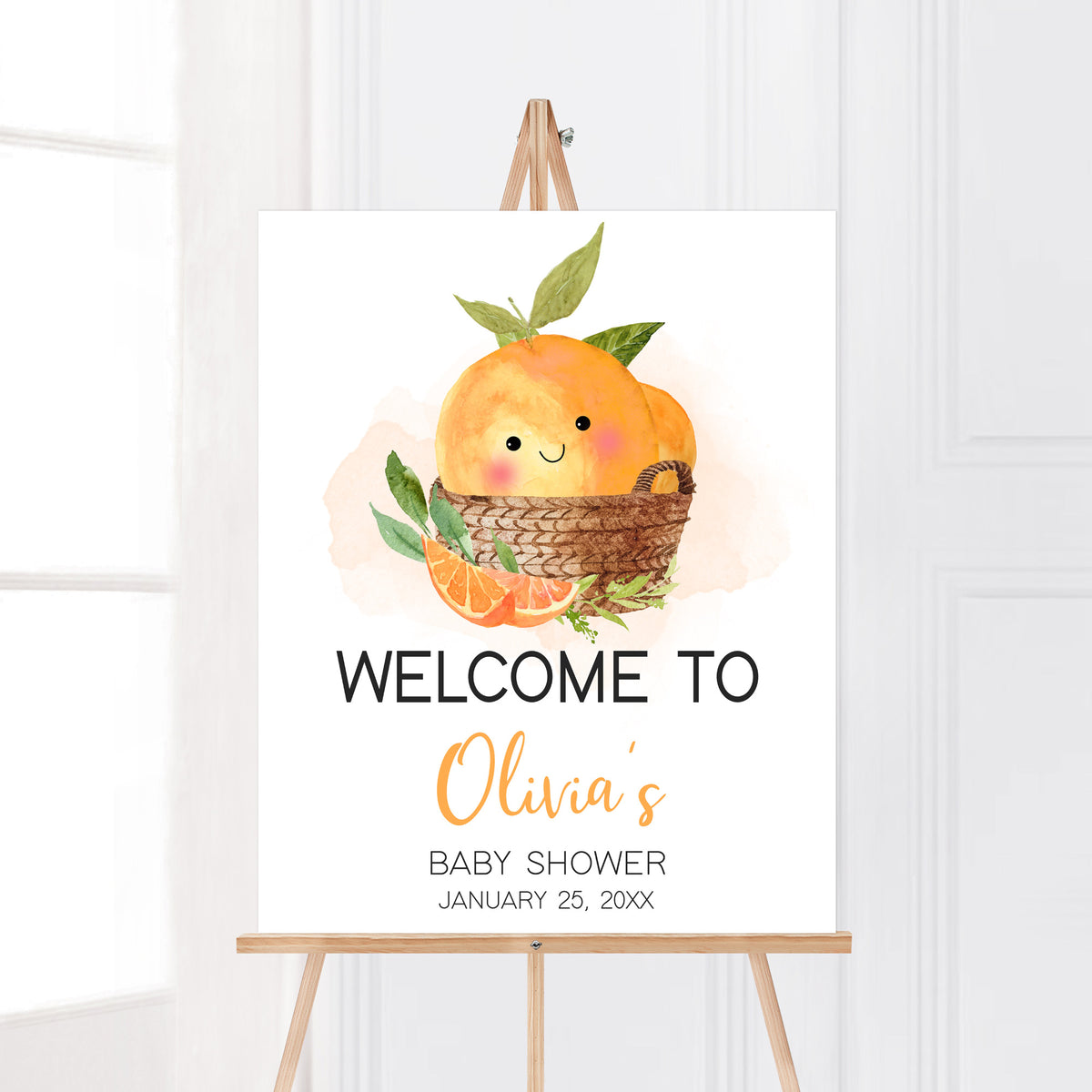 Editable Spring Summer Citrus Baby Shower Welcome Sign – Cuddle Palette